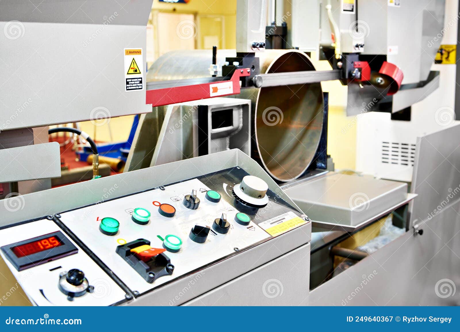 Semi-automatic Band Saw with Hydraulic Clamp Stock Image - Image of ...