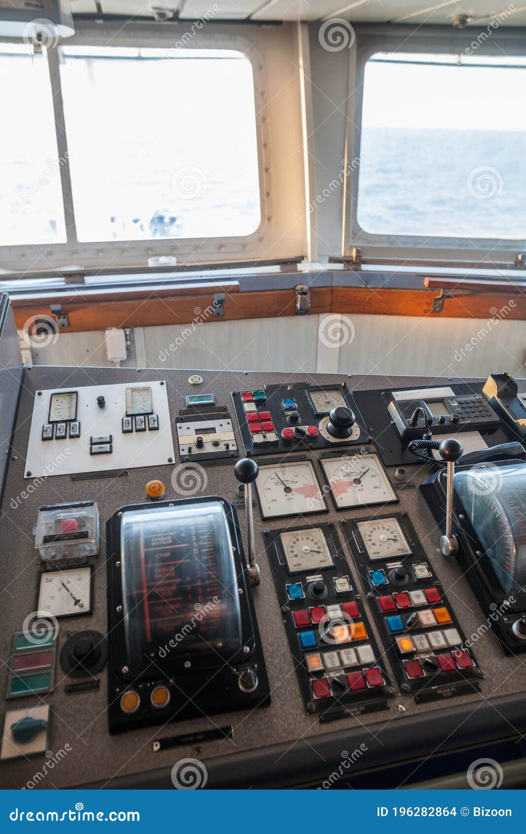 Control panel of a ship stock photo. Image of electric - 196282864