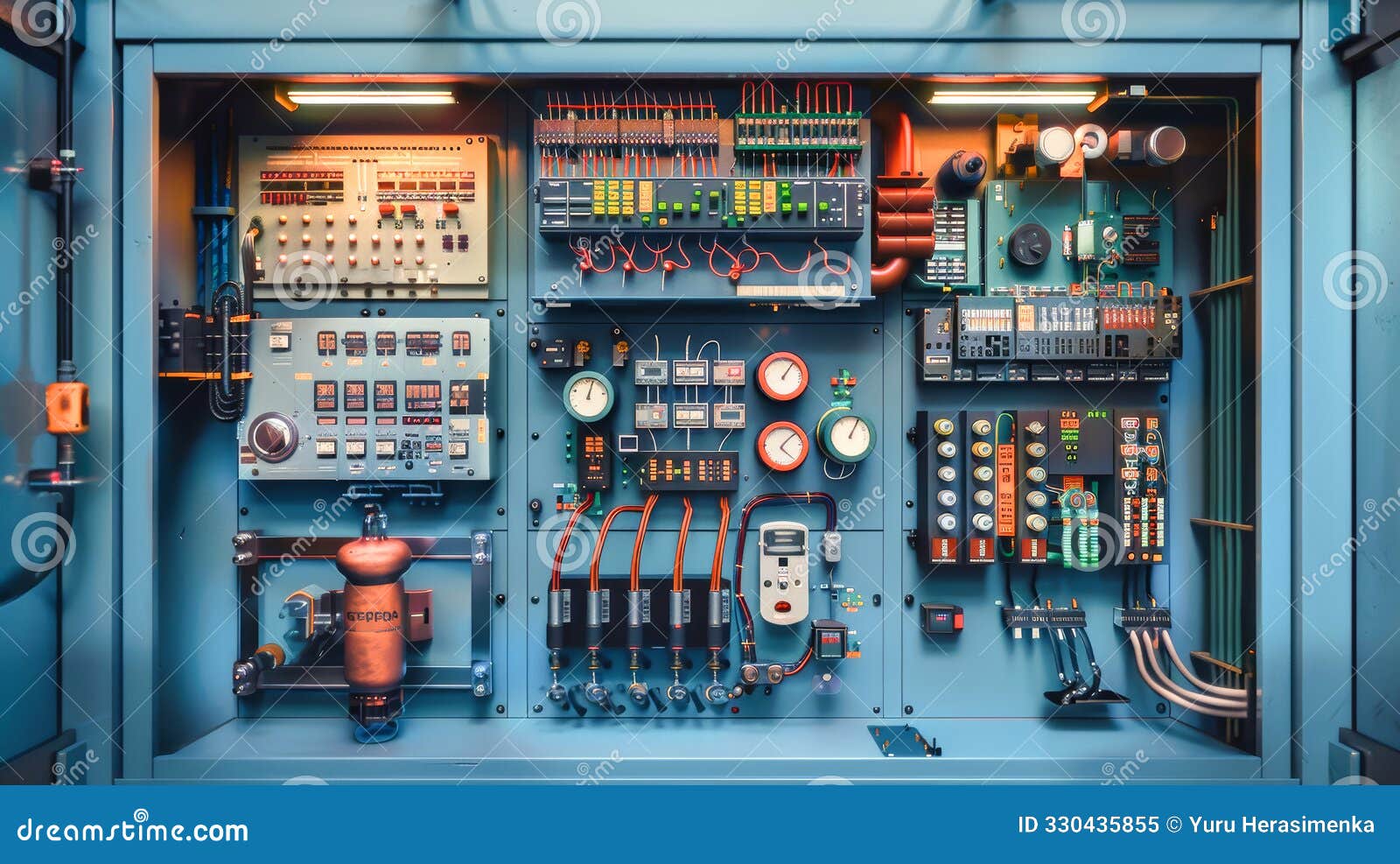 The Control Panel Showcases a Complex Arrangement of Electrical ...