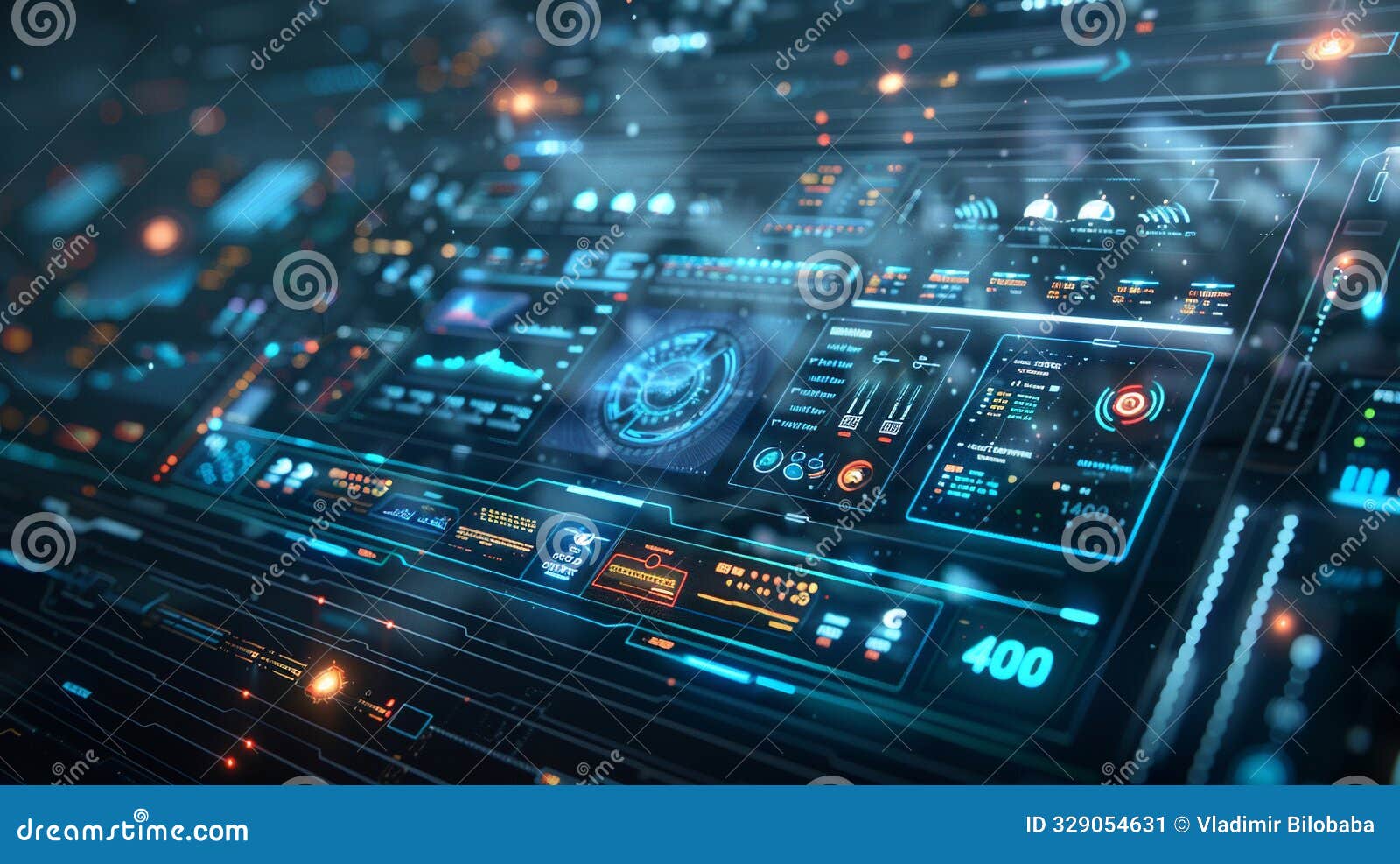 Futuristic Control Panel Displaying Data Trends and Analyzing Information in a High-tech ...