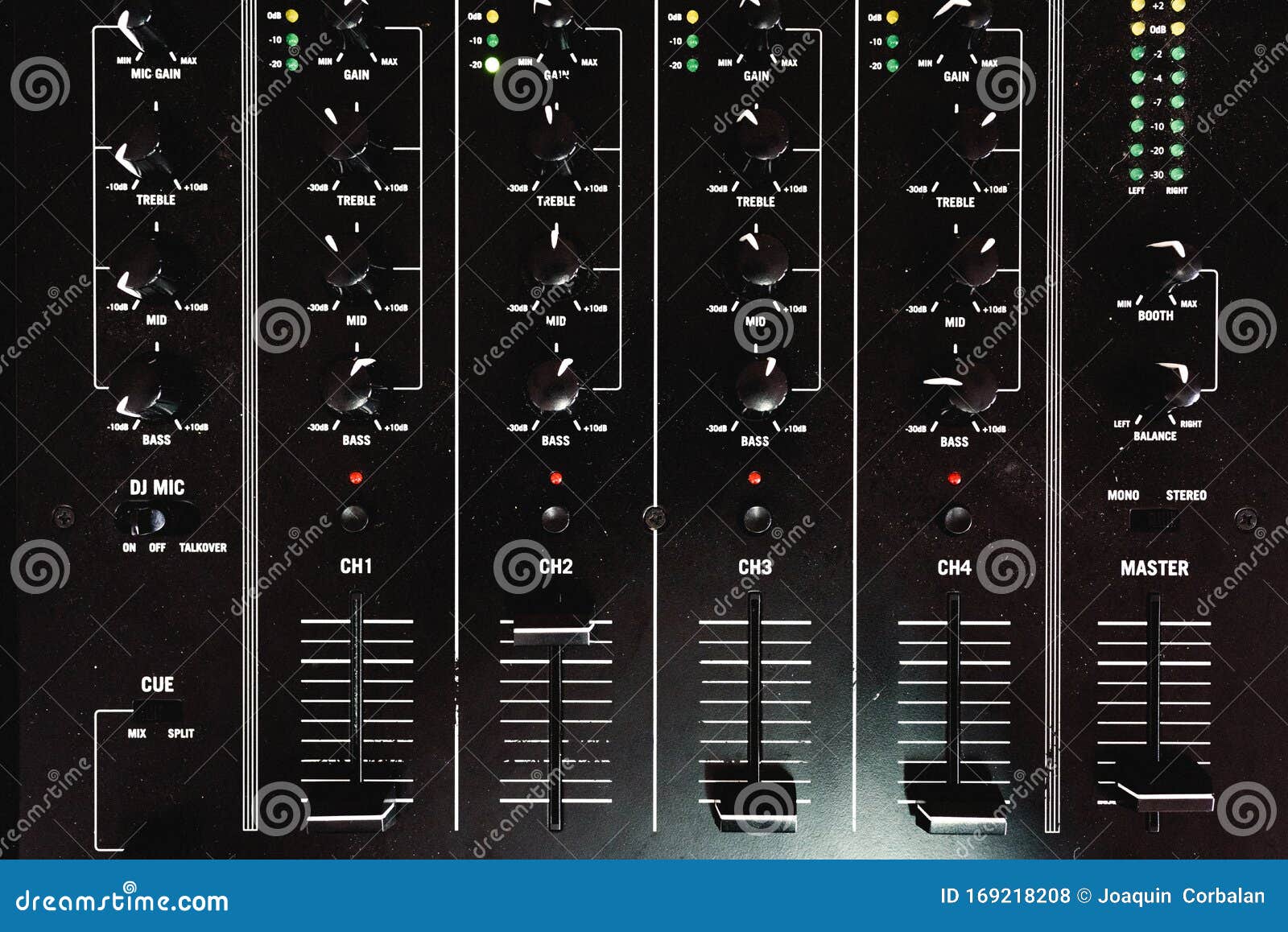 Control Panel with Sliders of an Audio Mixer for DJ Stock Photo - Image ...