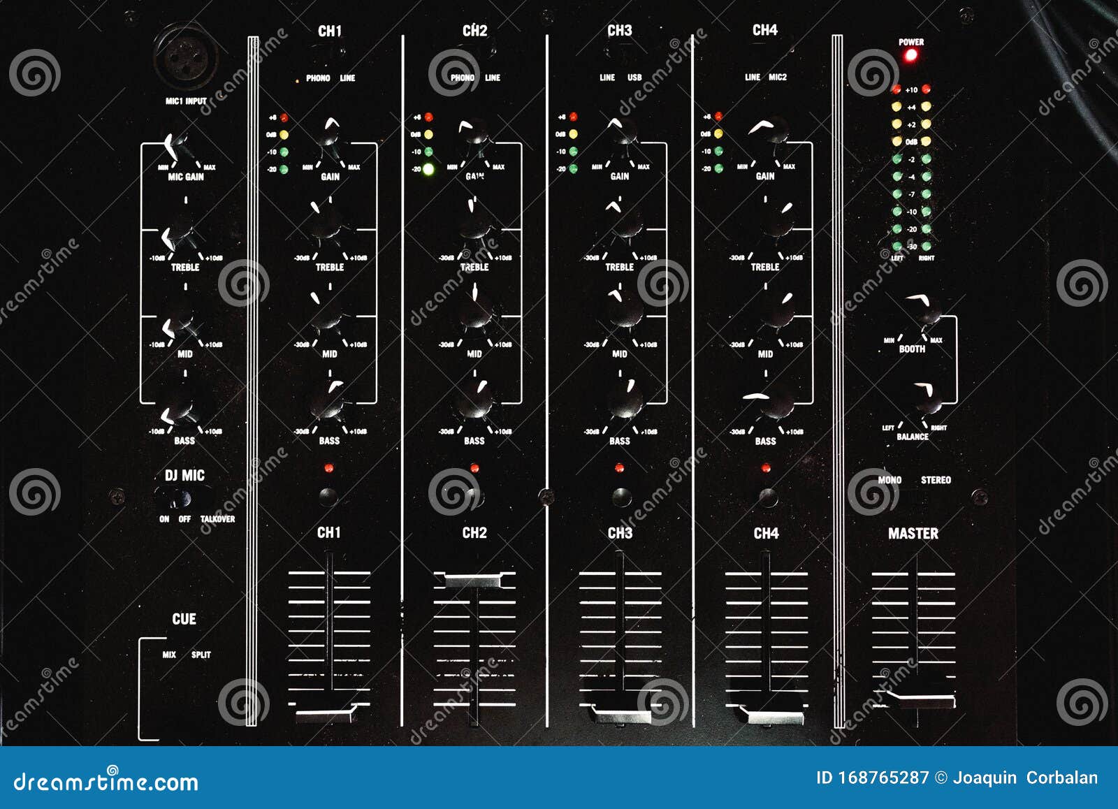 Control Panel with Sliders of an Audio Mixer for DJ Stock Image - Image ...
