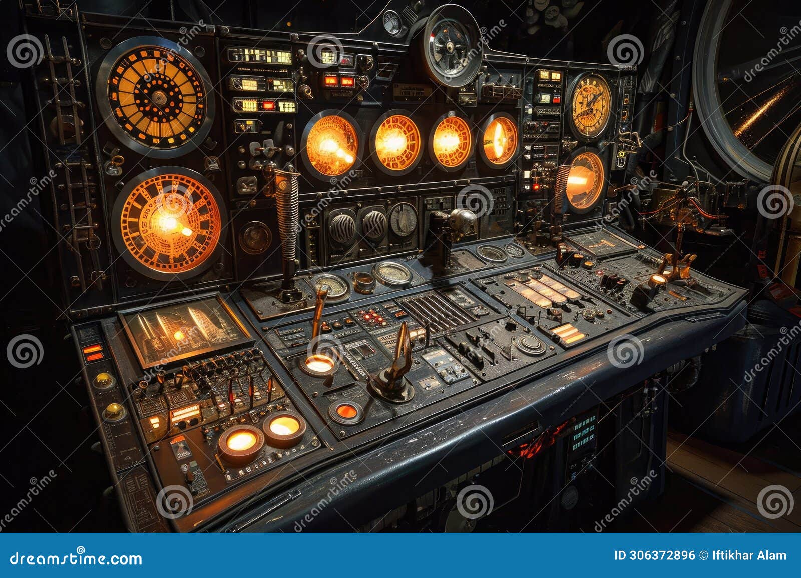 The Control Panel of a Space Shuttle in a Dark Room, an Intricate Time ...