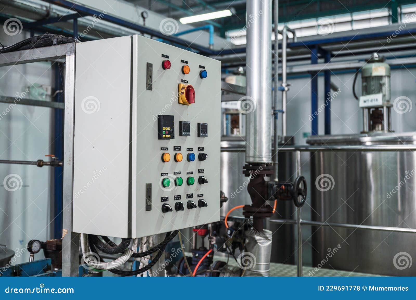 Control Panel of Stainless Pipeline and Tanks System at Beverage ...