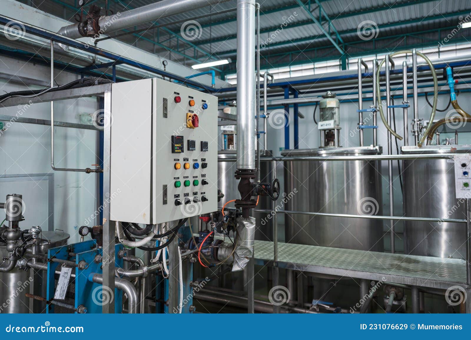 Control Panel of Stainless Pipeline and Tanks System at Beverage ...