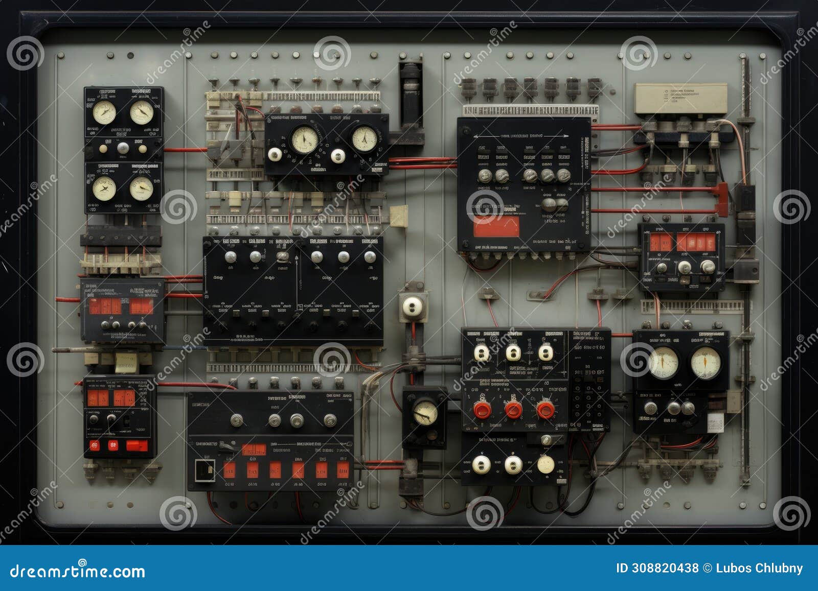 Control Panel with Static Energy Meters and Circuit-breakers Stock ...