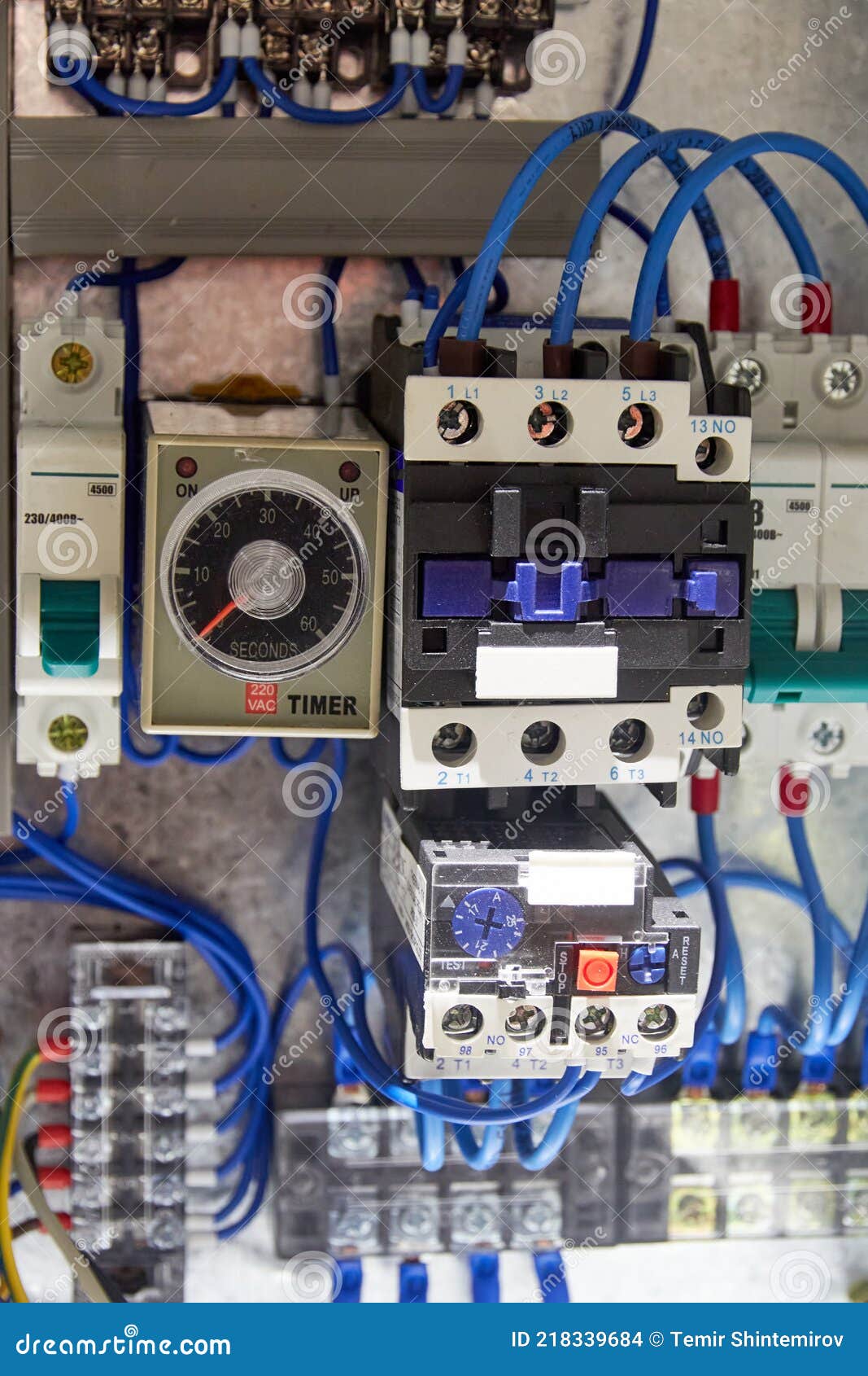 Control Panel with Switch, Timer and Relay Connected by Wires Stock ...