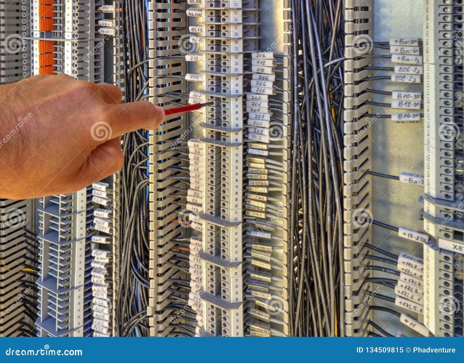 Control Panel with Terminals and Wires Stock Image - Image of device ...