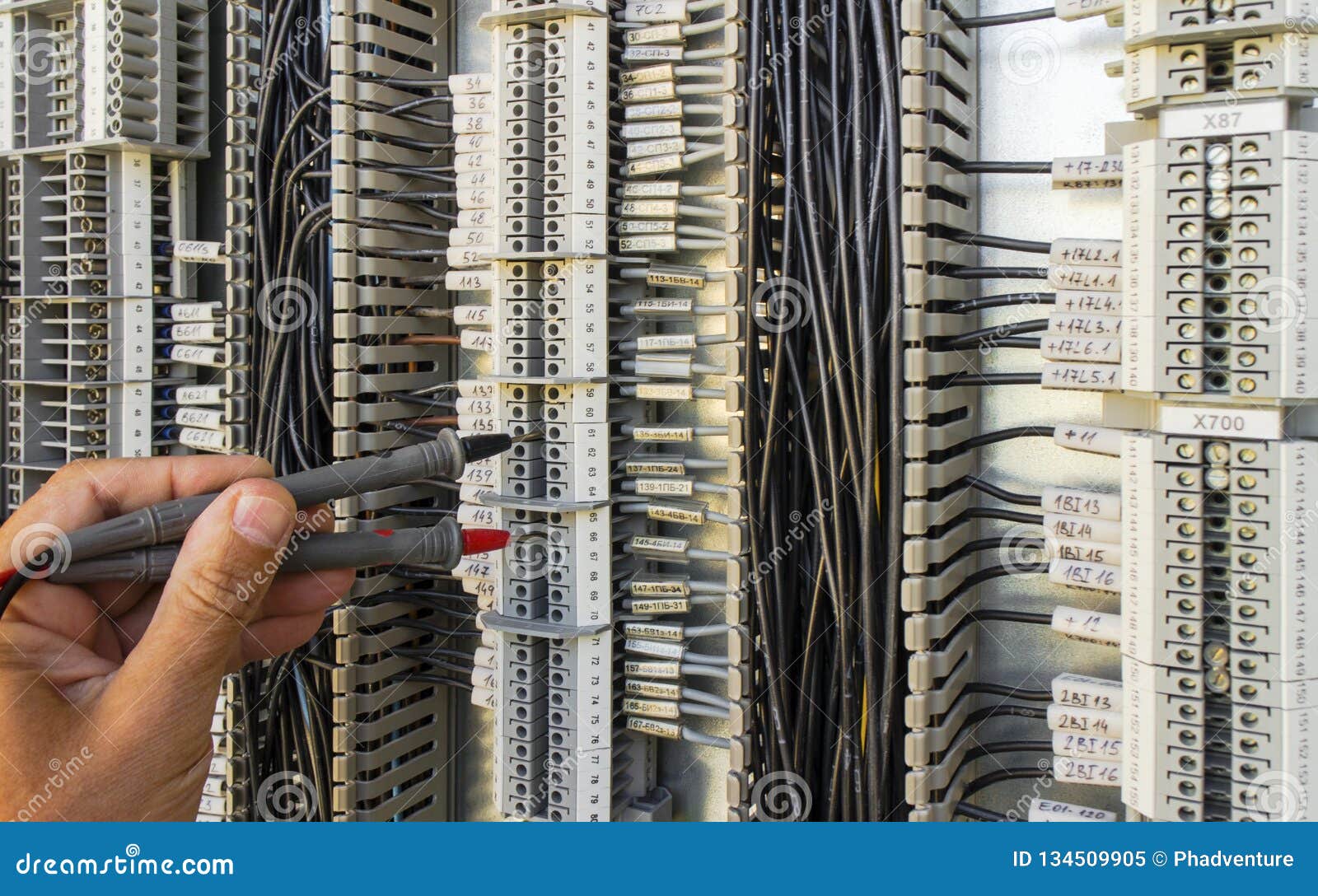Control Panel with Terminals and Wires Stock Image - Image of hand ...
