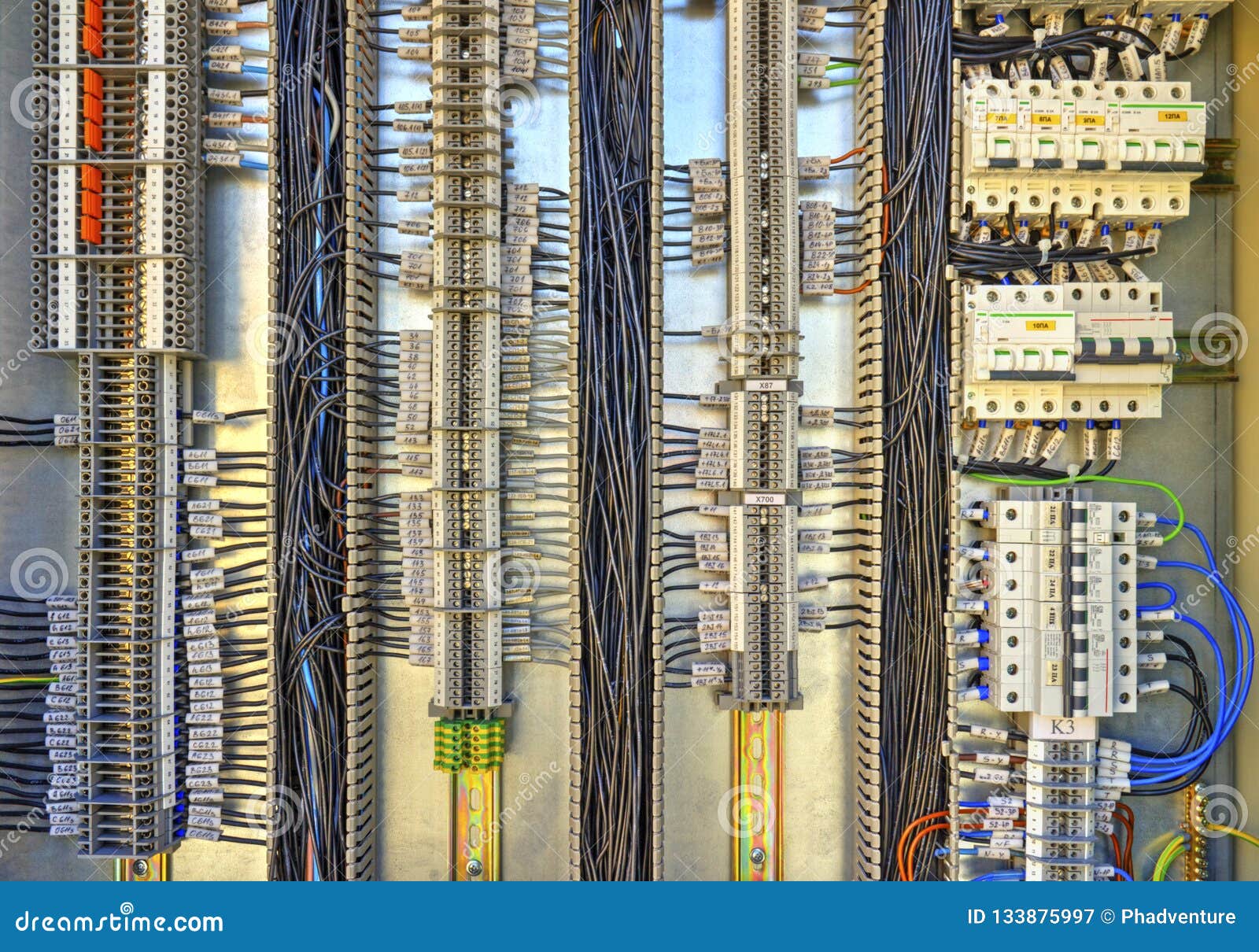 Control Panel with Terminals and Wires Stock Image - Image of equipment ...