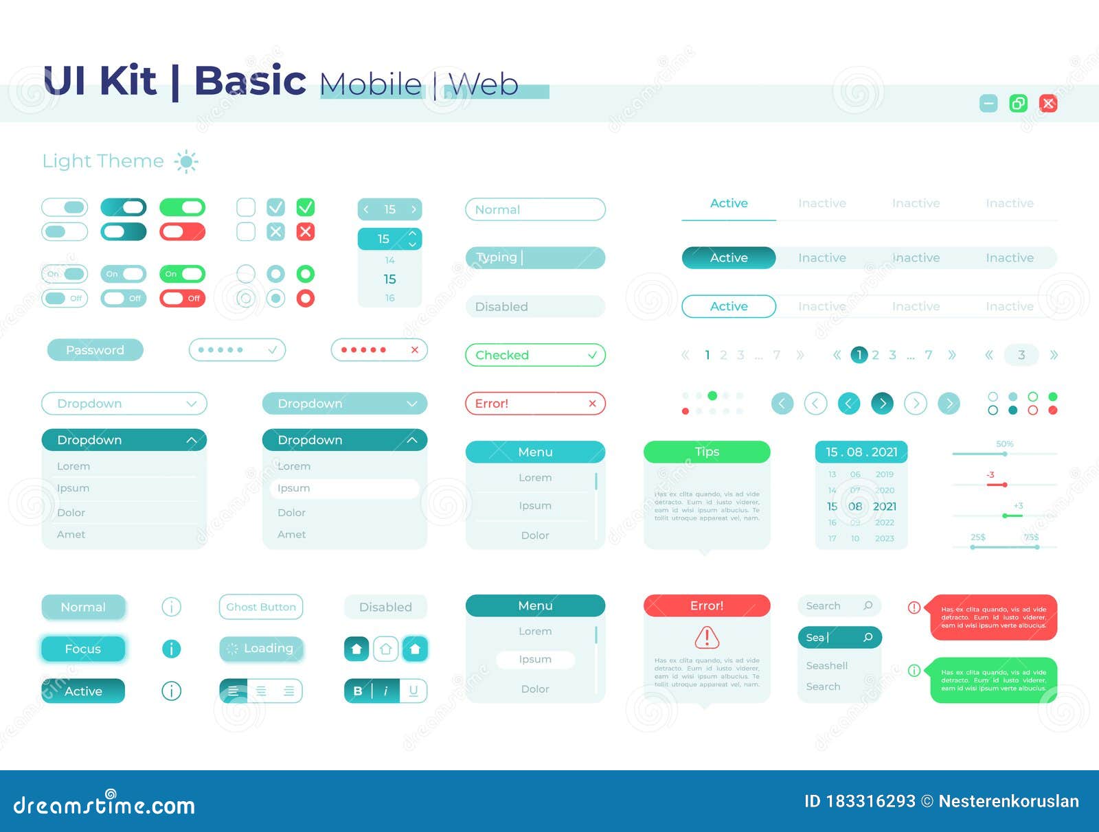 Control Panel UI Elements Kit Stock Vector - Illustration of navigation ...