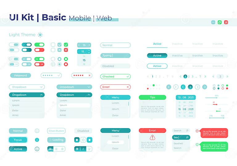 Control Panel UI Elements Kit Stock Vector - Illustration of navigation ...