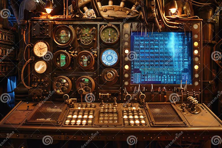 A Control Panel with Various Types of Clocks, an Intricate Time Machine ...