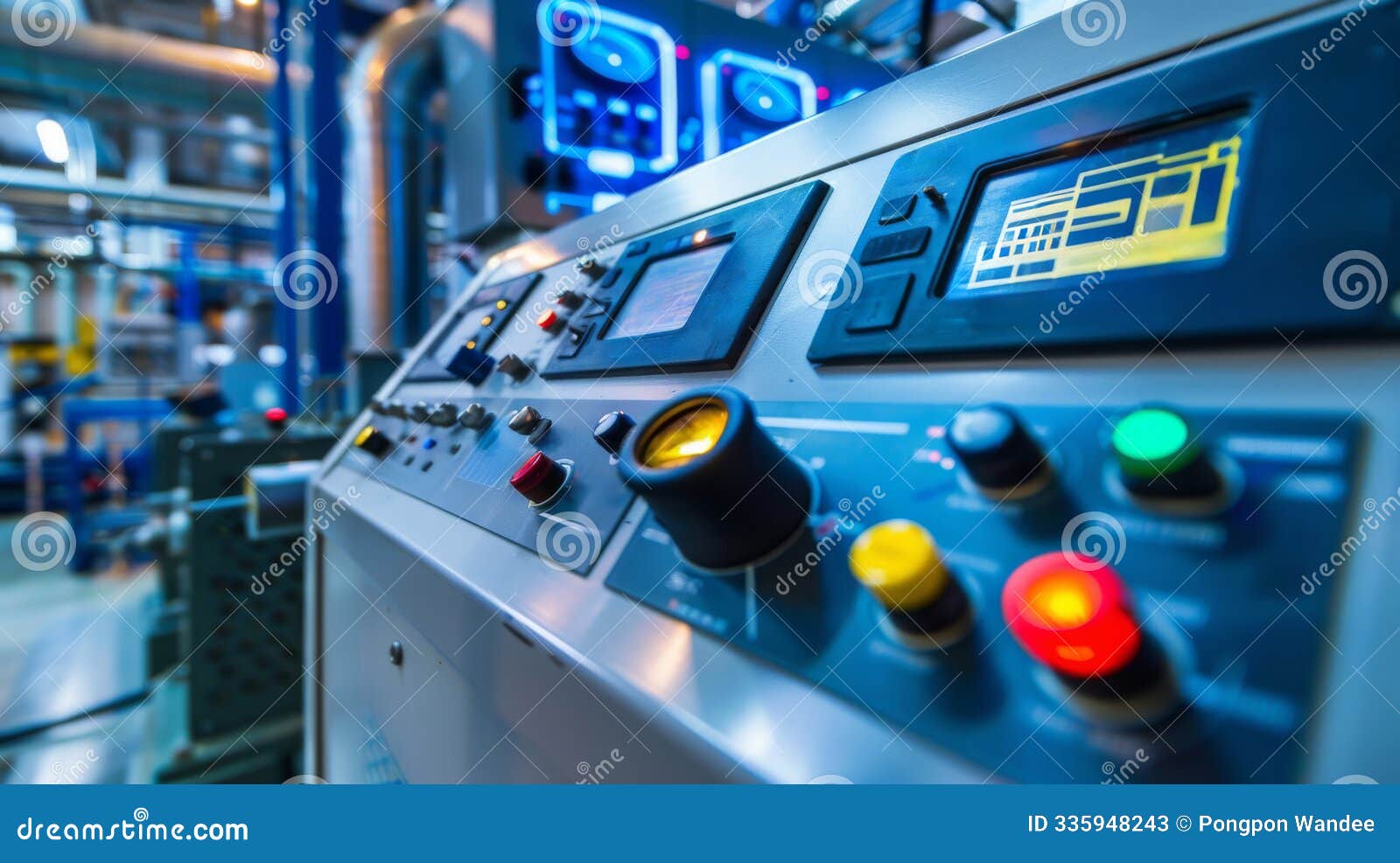 Control Panels in a High-tech Manufacturing Facility Stock Illustration ...