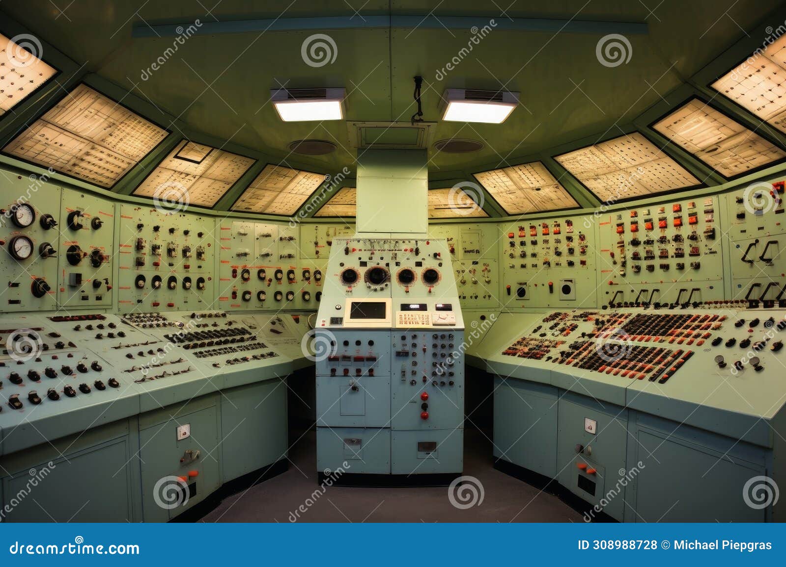 Control Panels of a Nuclear Power Plant Stock Illustration ...
