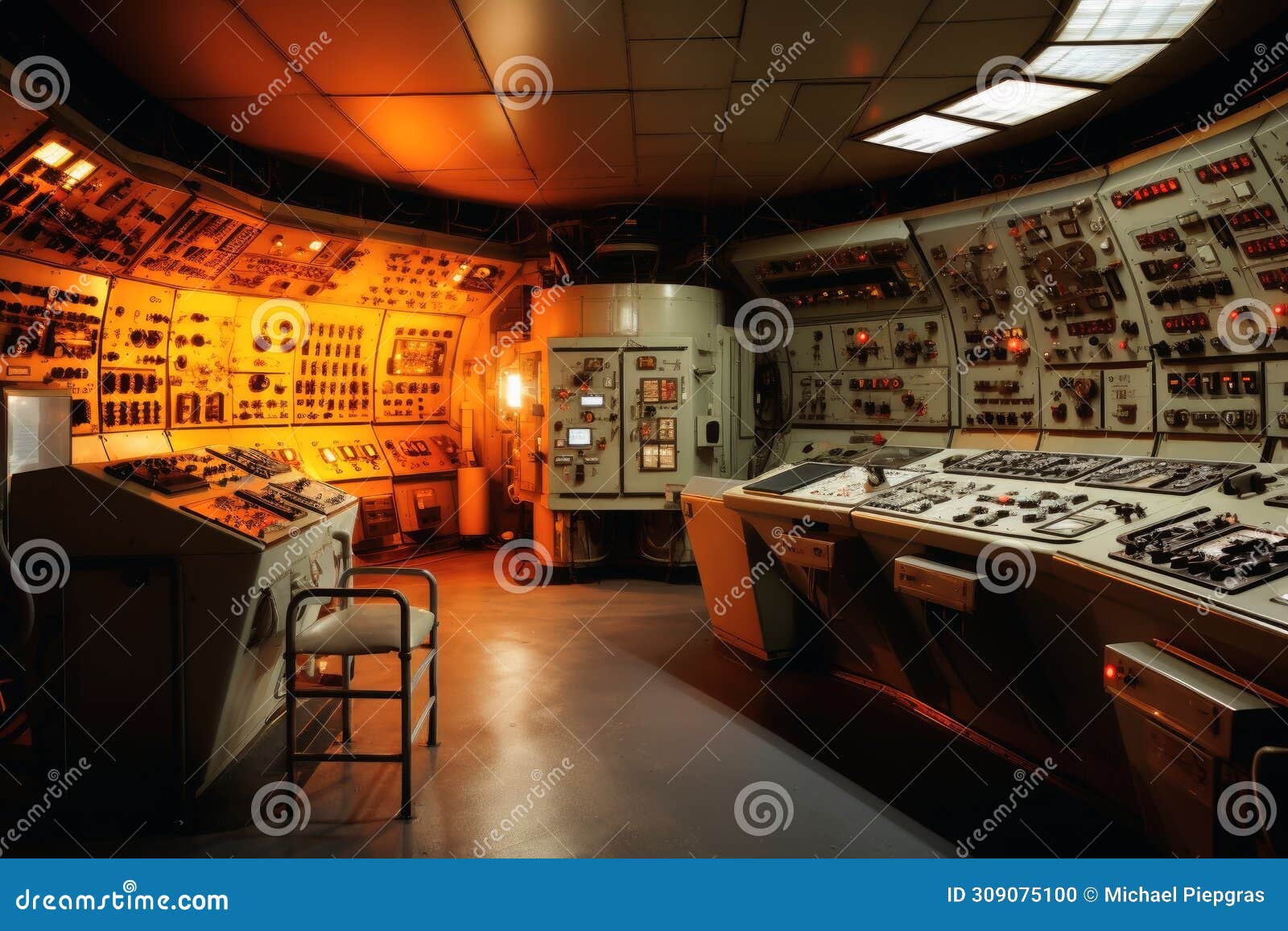 Control Panels of a Nuclear Power Plant Stock Illustration ...