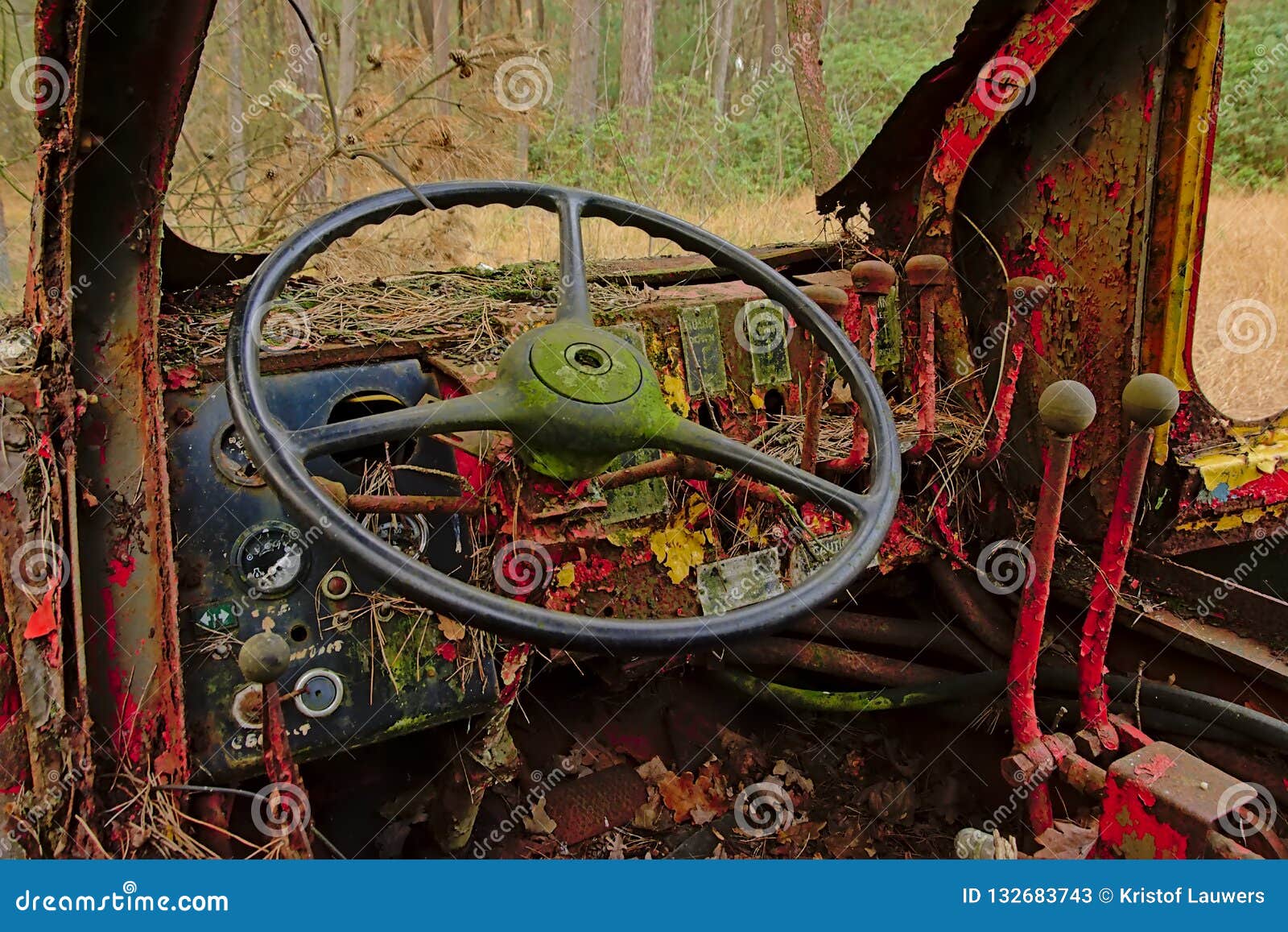Control Pannel of an Old Abandoned Tractor in Nature Editorial Stock ...