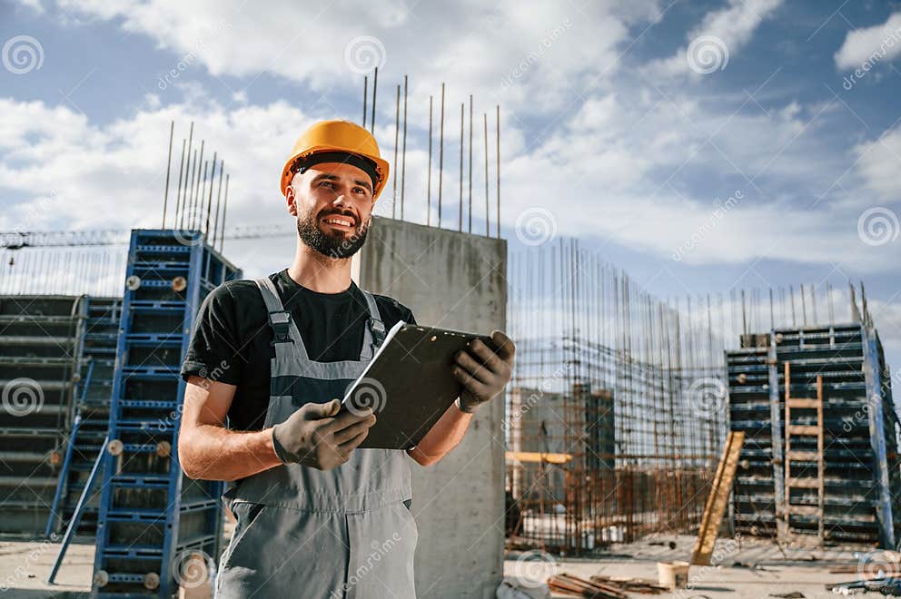 Control of the Process. Foreman is with Documents Stock Photo - Image ...