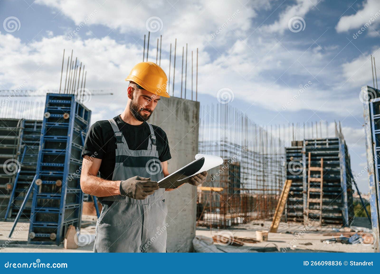 Control of the Process. Foreman is with Documents Stock Photo - Image ...