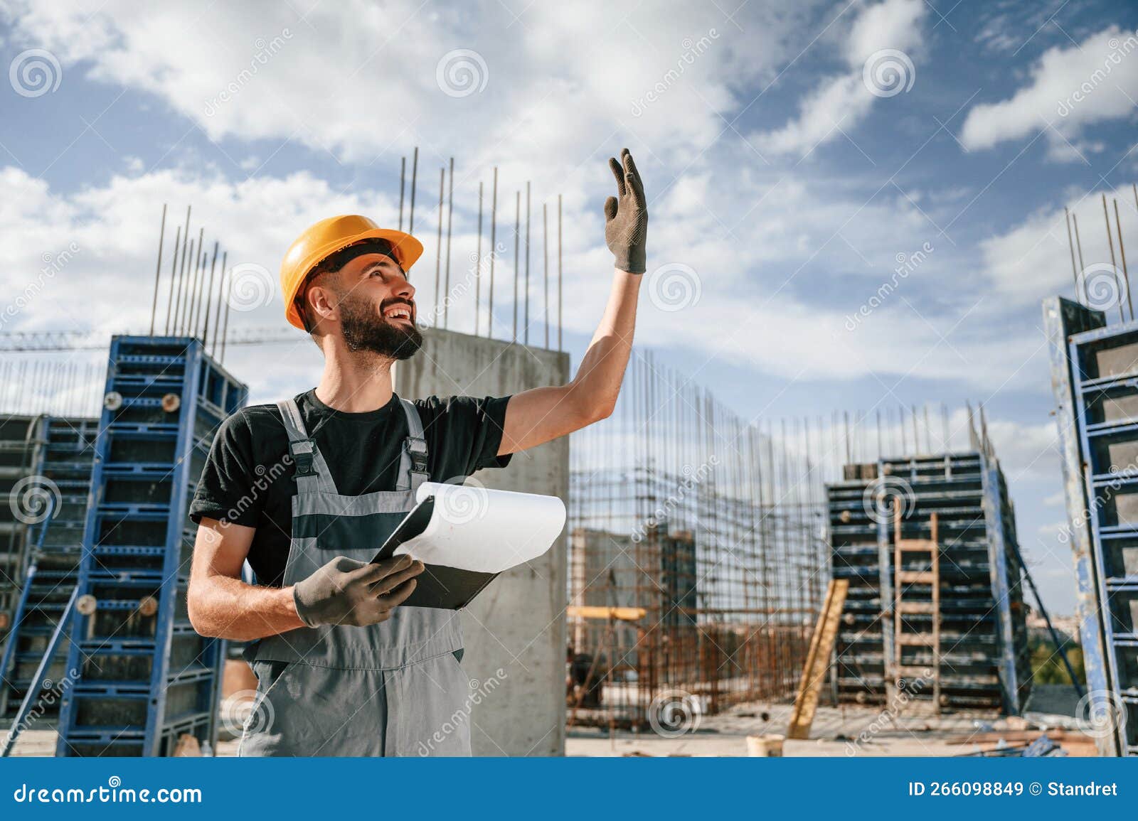 Control of the Process. Foreman is with Documents Stock Image - Image ...