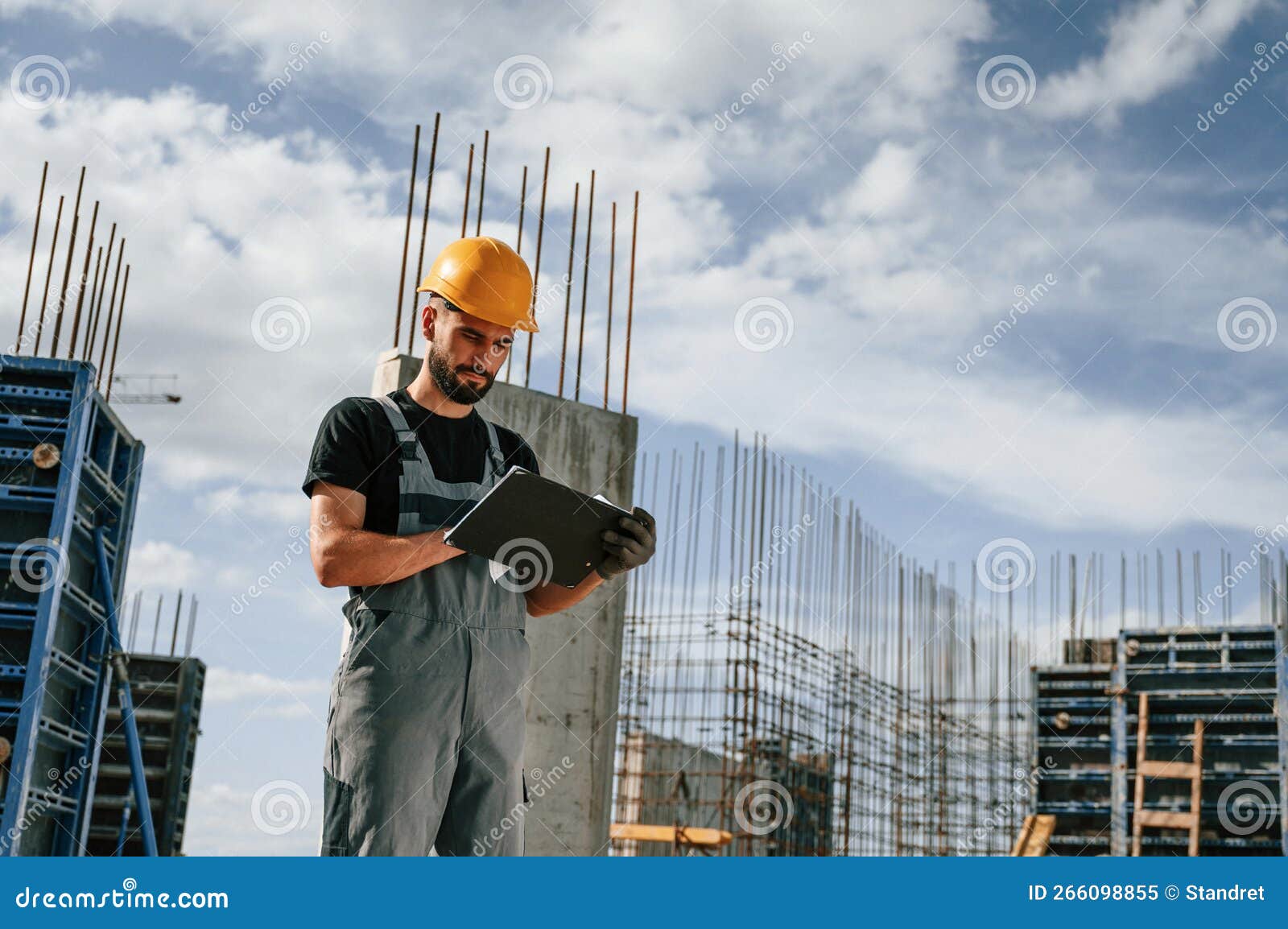 Control of the Process. Foreman is with Documents Stock Image - Image ...