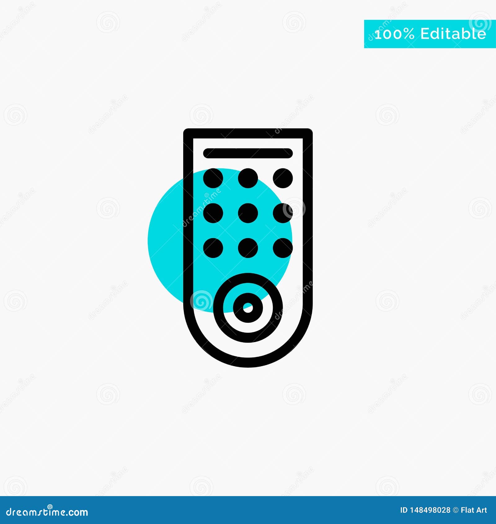Control, Remote, TV Turquoise Highlight Circle Point Vector Icon Stock Vector - Illustration of ...