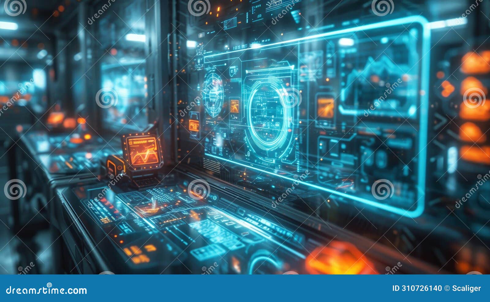 Control Room with Computer Screens in Command Center, Futuristic Room ...