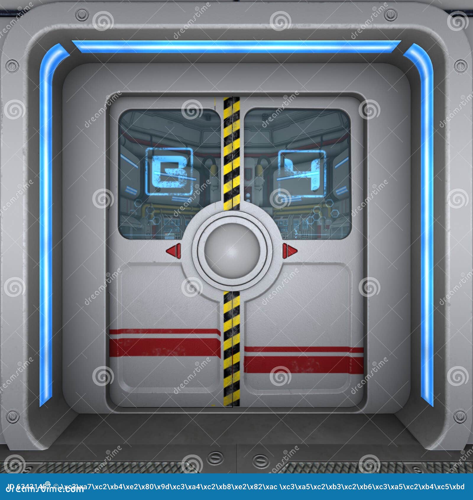 Control room door stock illustration. Illustration of corridor - 63431457