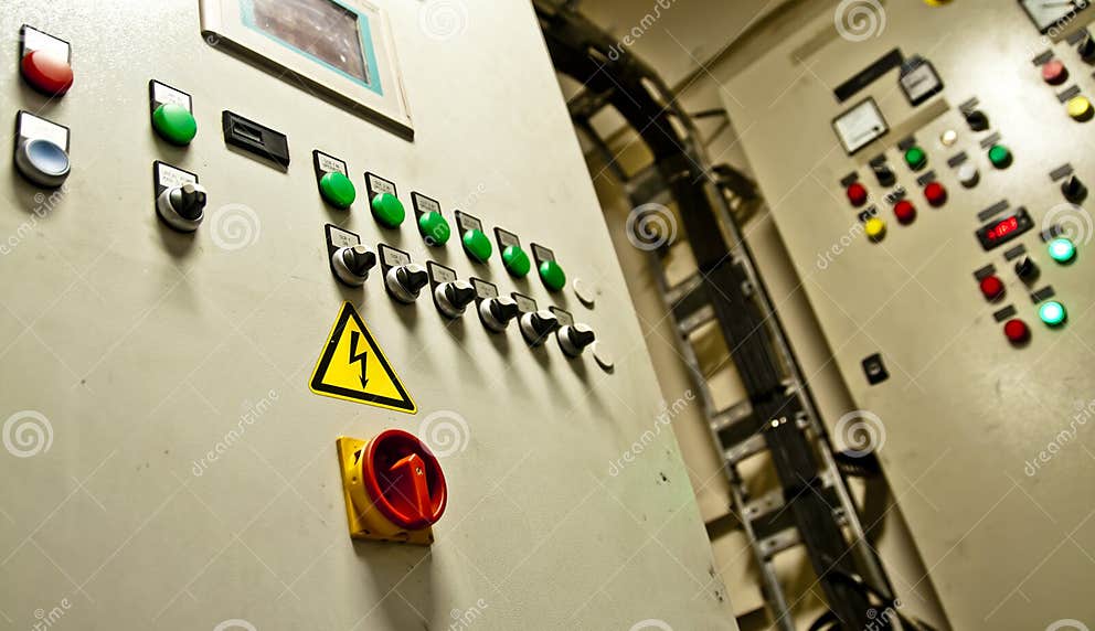 Control Room of a Extra Large Cargo Ship. Stock Photo - Image of panel ...
