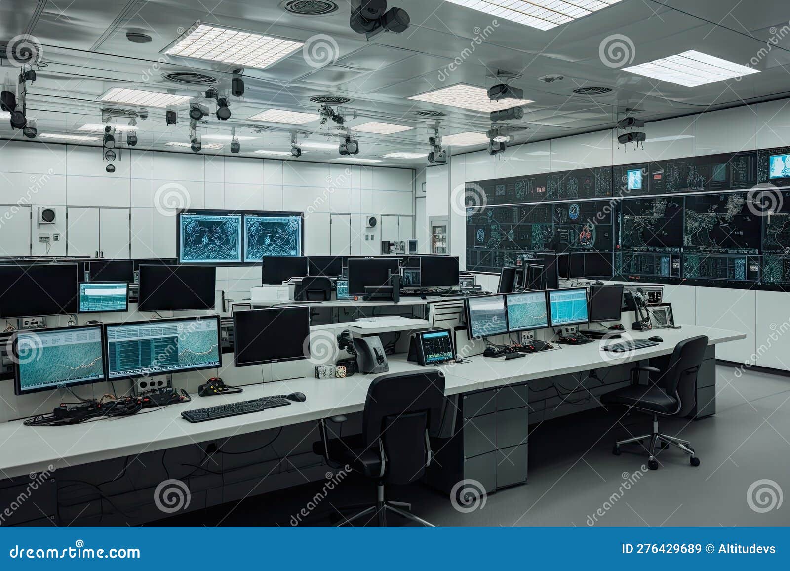 Control Room, Filled with Monitors and Displays of Various Sensors ...