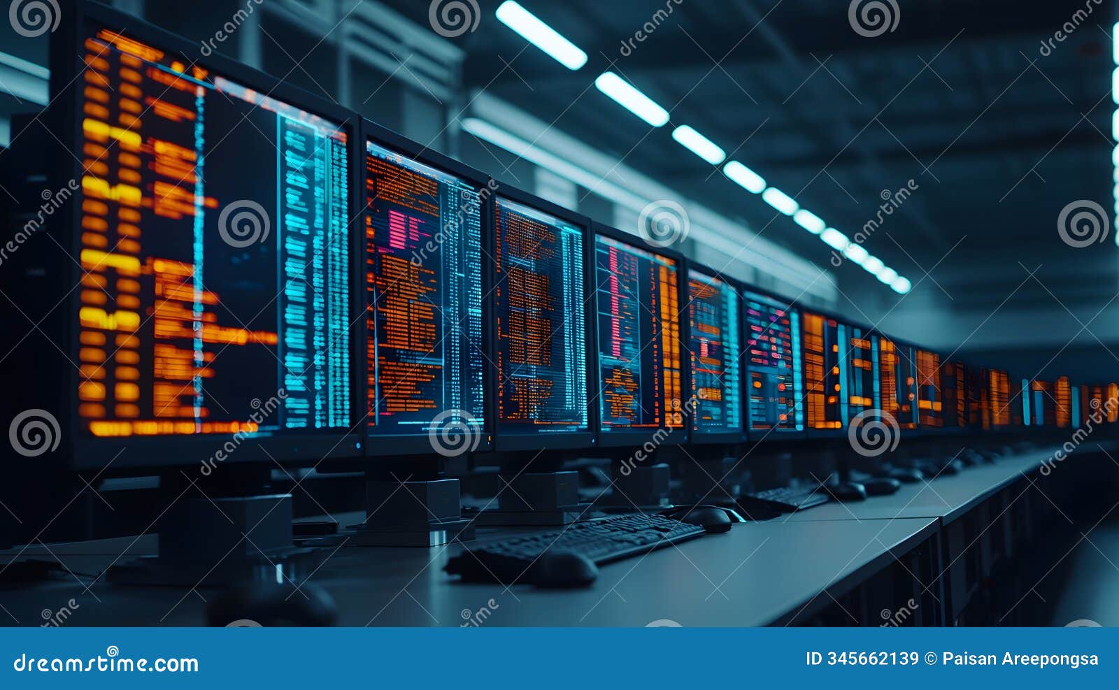 Advanced Control Room Displaying Fuel Processing Data with Vibrant ...