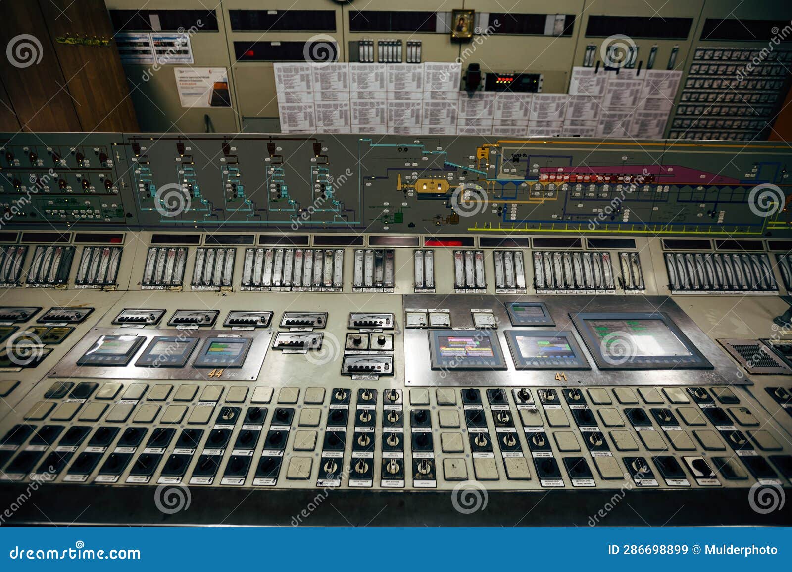 Control Room. Large Industrial Control Panel Inside Factory or Power ...