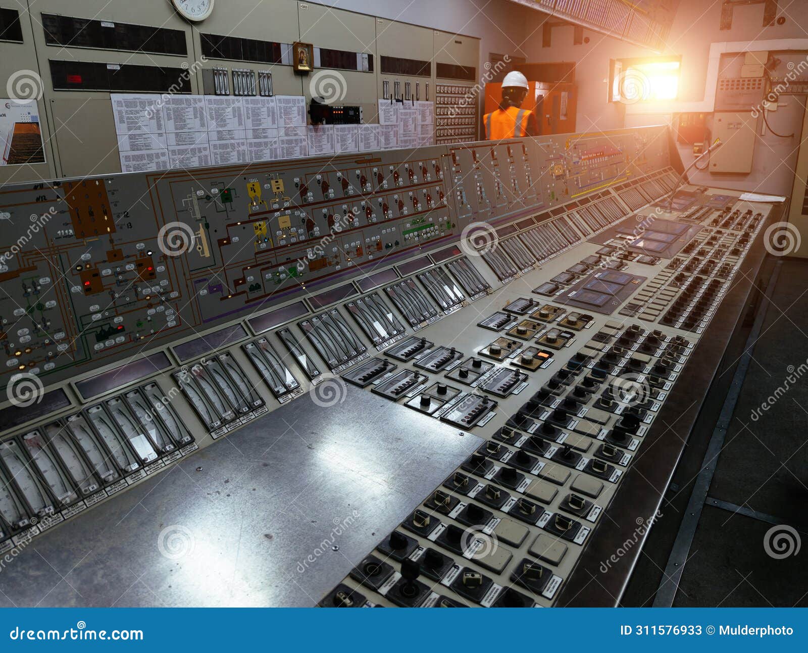 Control Room. Large Industrial Control Panel Inside Factory or Power ...