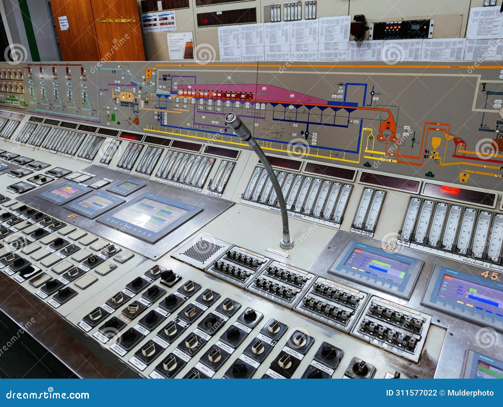 Control Room. Large Industrial Control Panel Inside Factory or Power ...