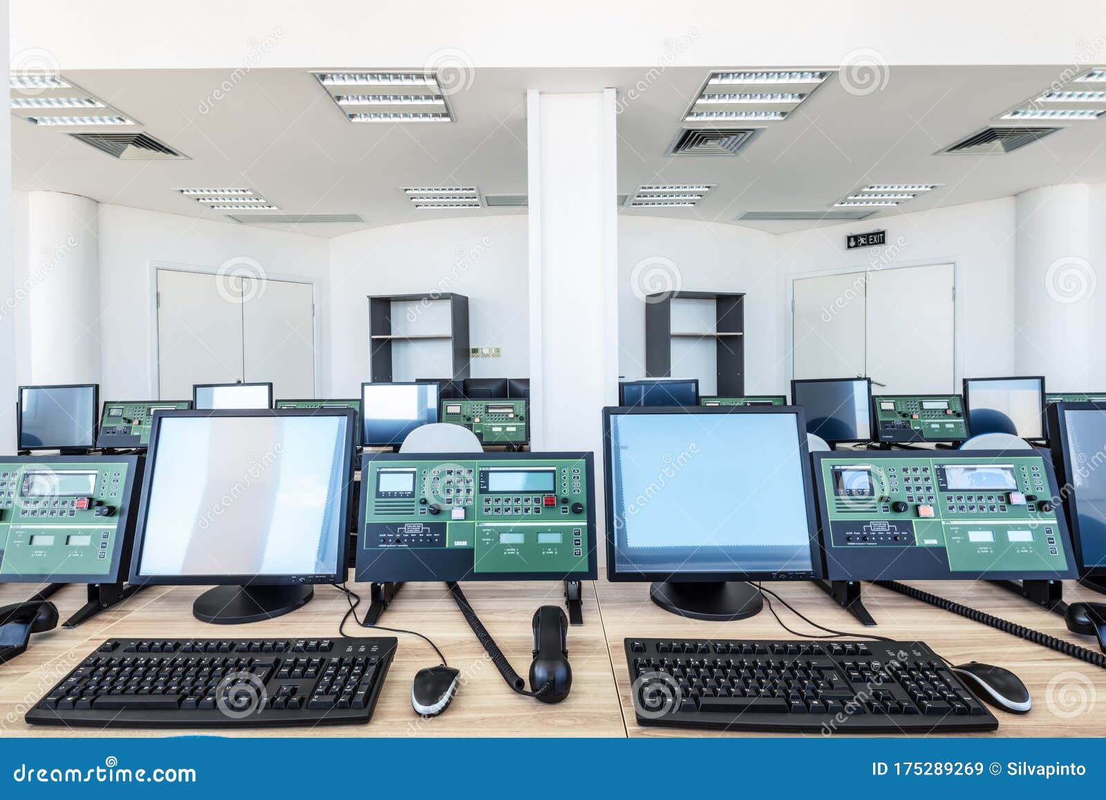 Control Room with Machines and Computers Stock Image - Image of ...