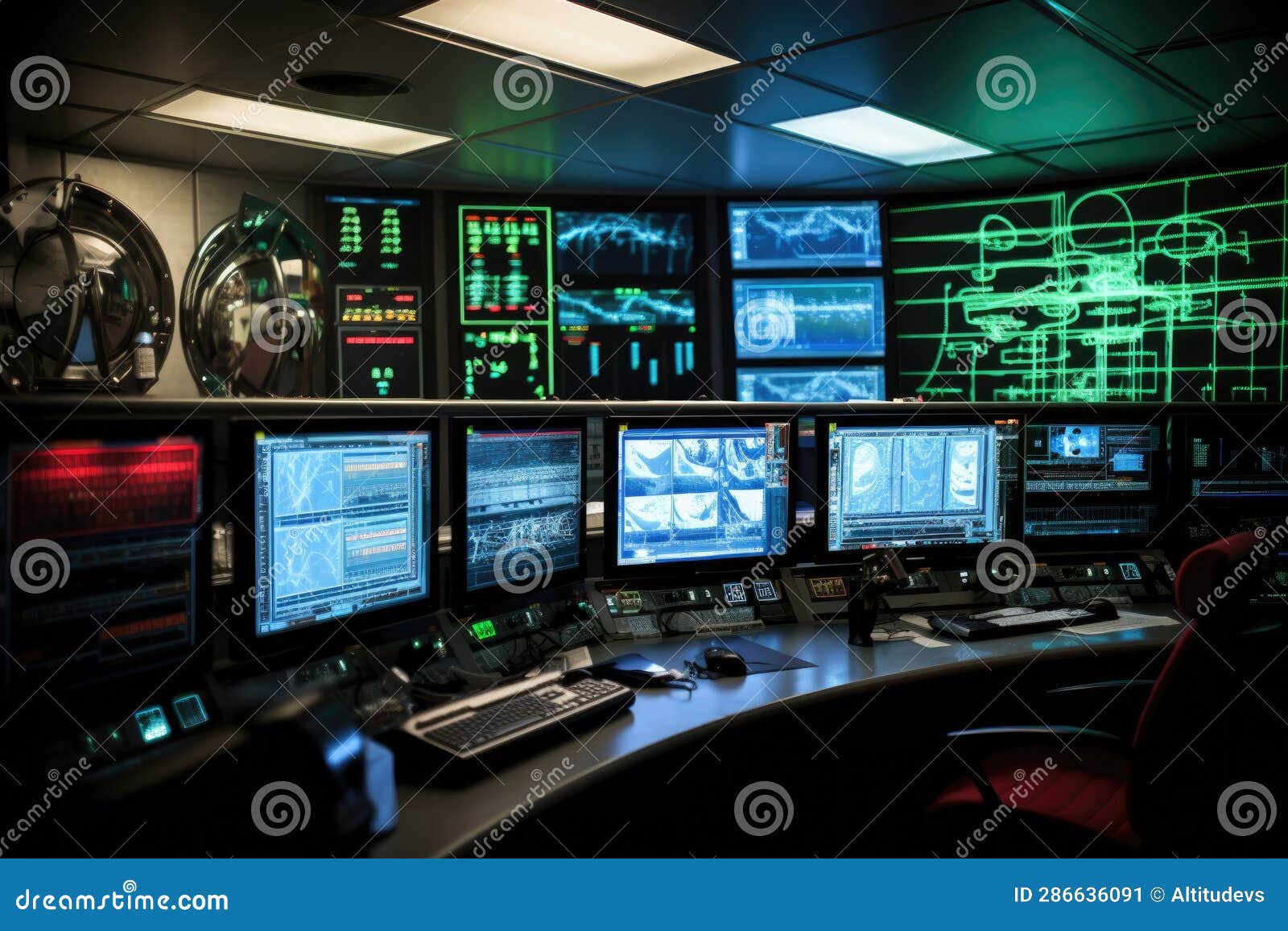 Control Room Monitors Displaying Energy Storage Levels Stock ...