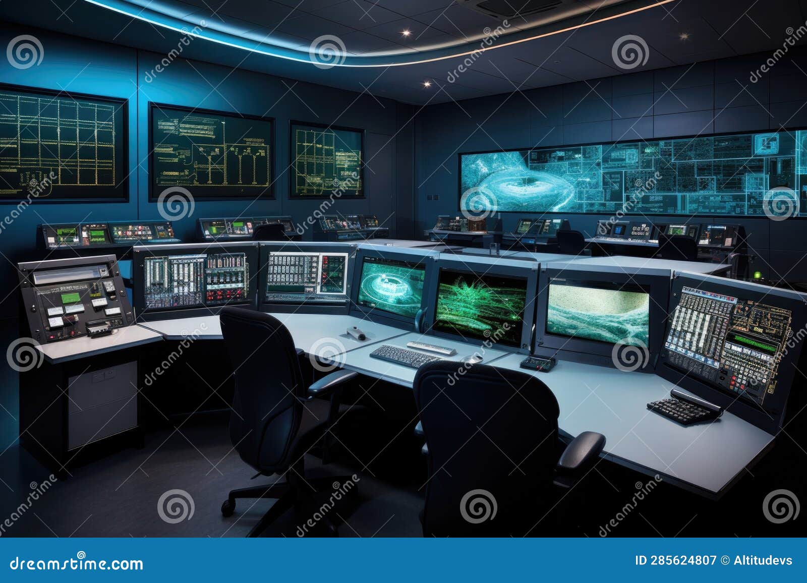 Control Room Monitors for Energy Storage System Stock Illustration ...