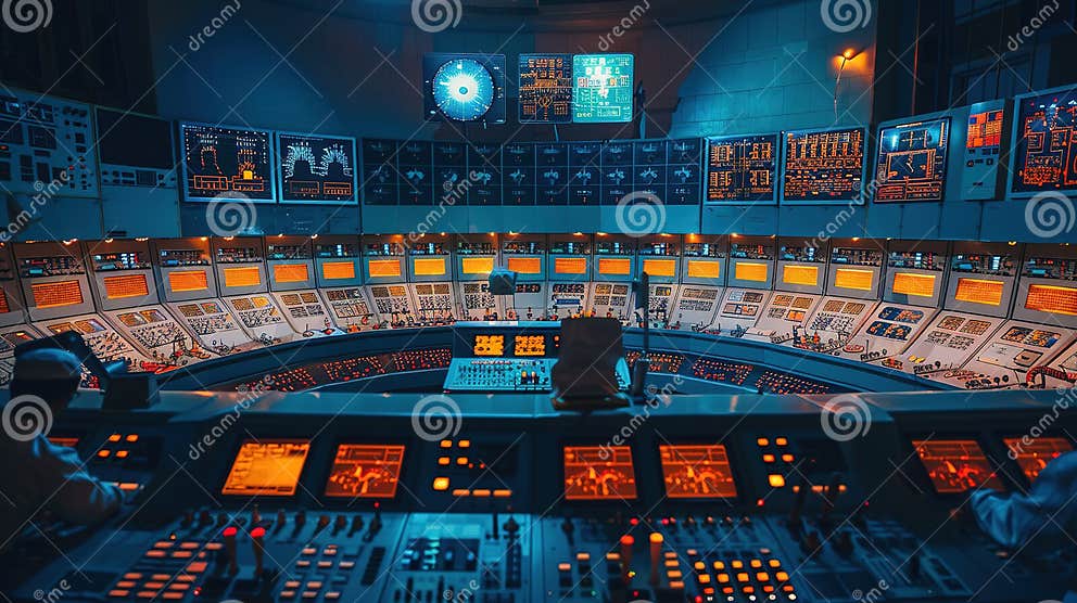 Control Room of a Nuclear Power Plant Stock Illustration - Illustration ...