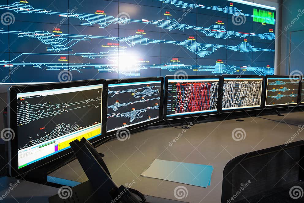 Control room of railway stock image. Image of dispatch - 32267515