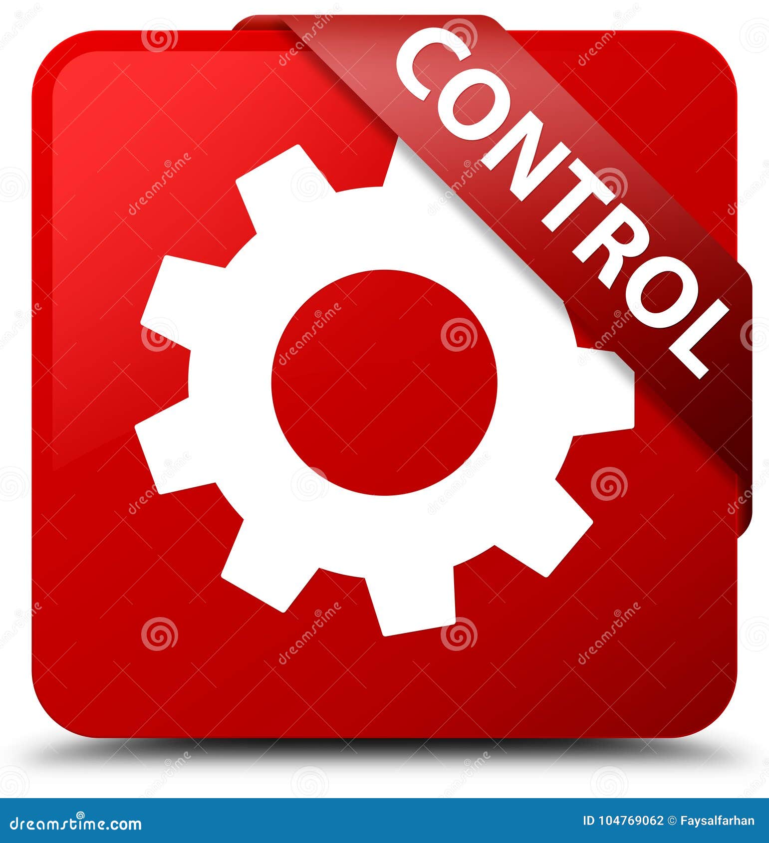 Control (settings Icon) Red Square Button Red Ribbon in Corner Stock ...