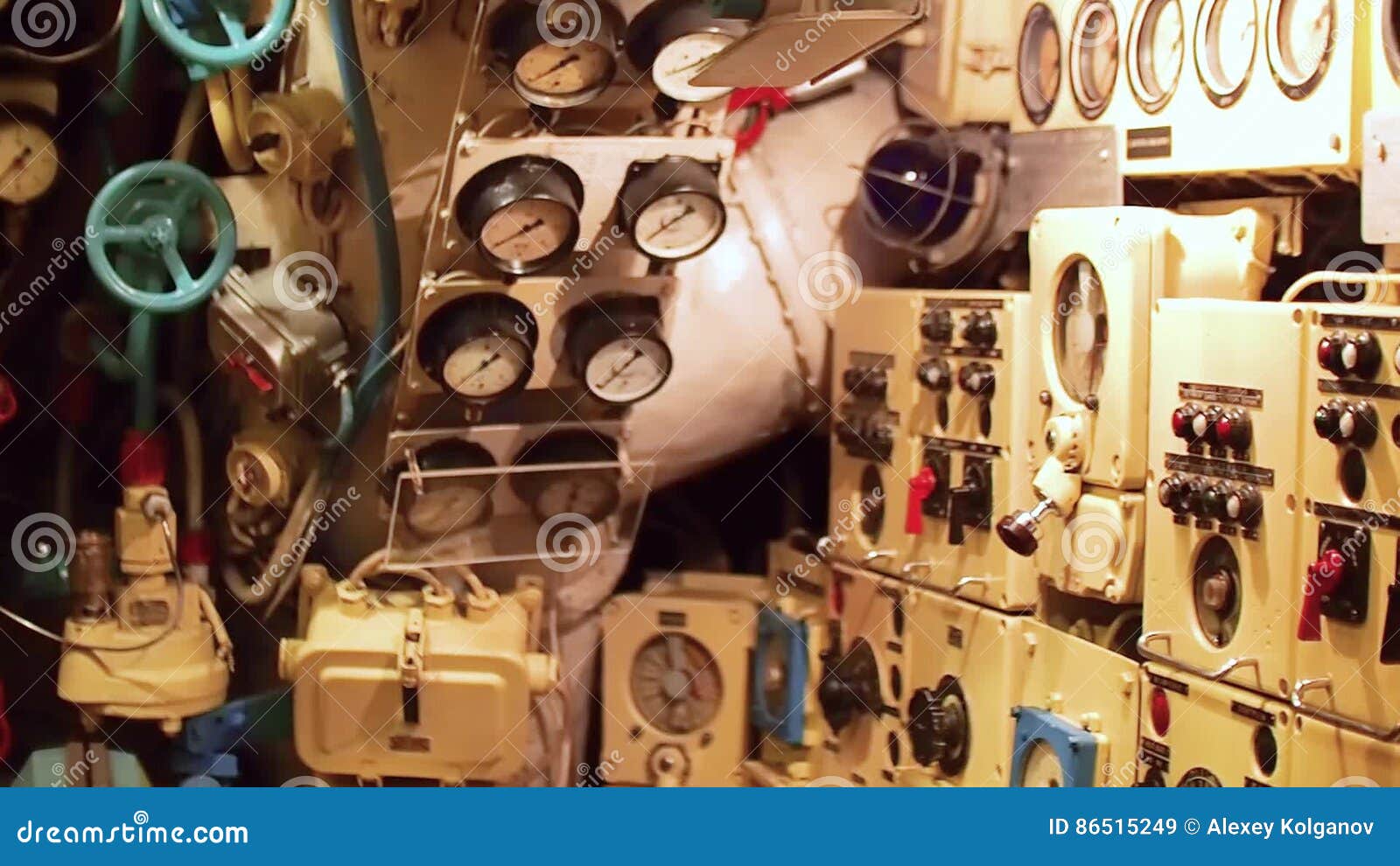 Control Station of Old Soviet Submarine. the Second World War. Stock ...