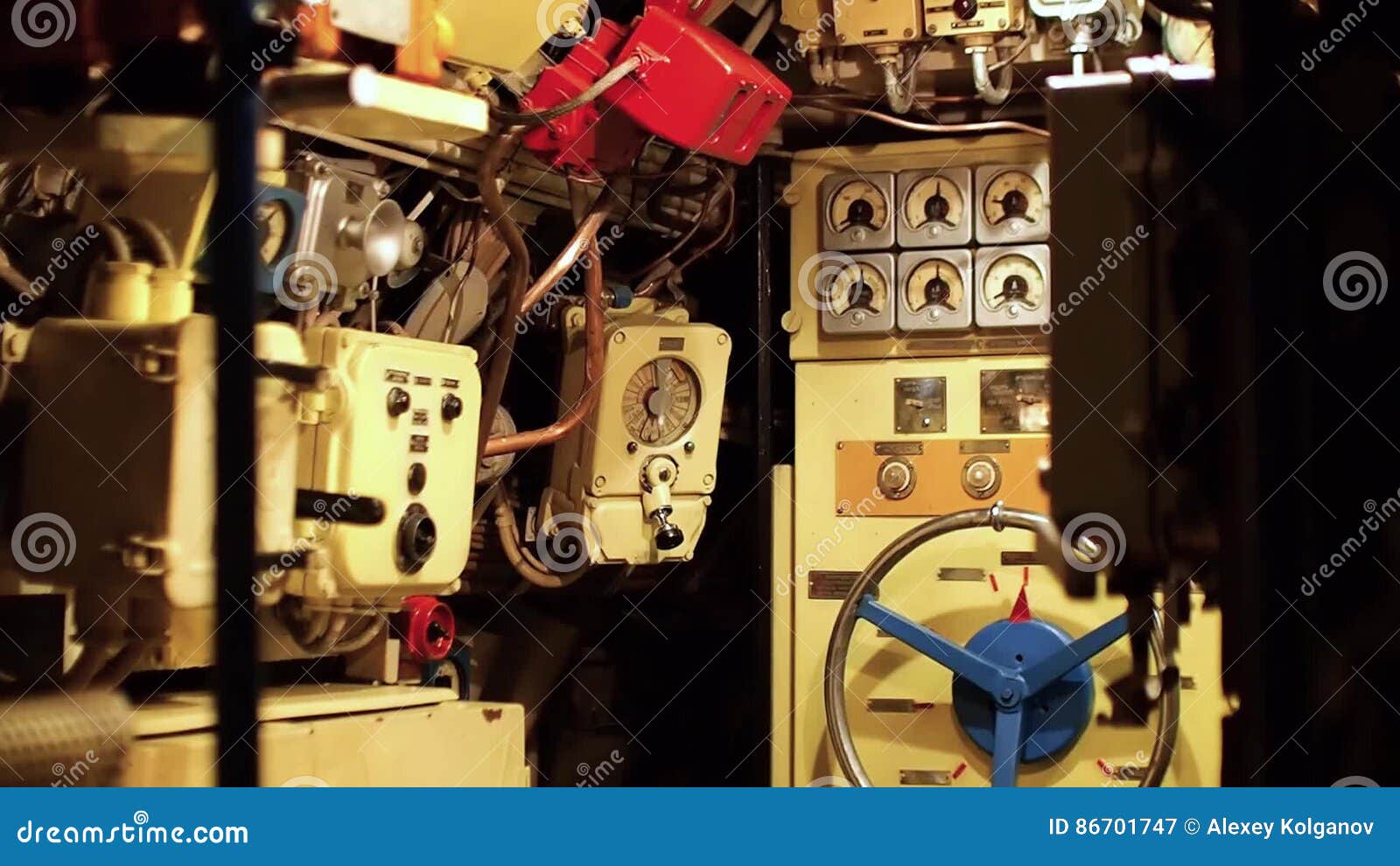 Control Station of Old Soviet Submarine. the Second World War. Stock ...