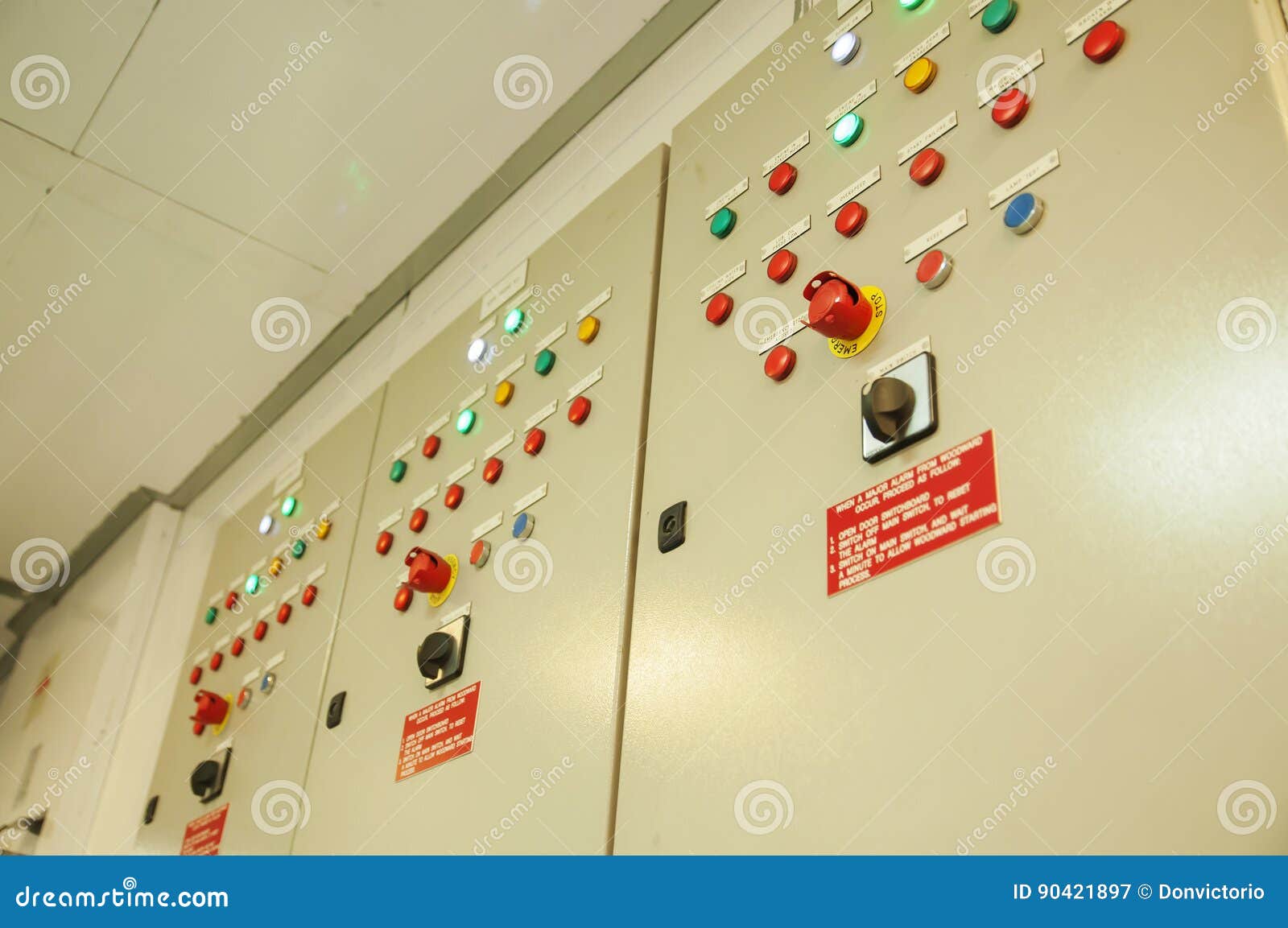 Control Switch Panel of Industrial Equipment with Buttons Aboard Stock ...