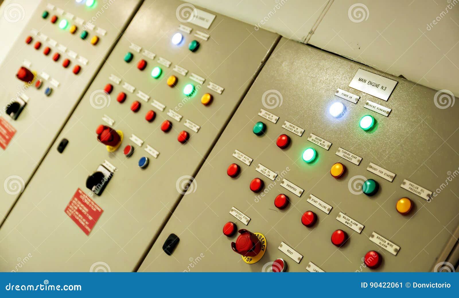 Control Switch Panel of Industrial Equipment with Buttons Aboard Stock ...