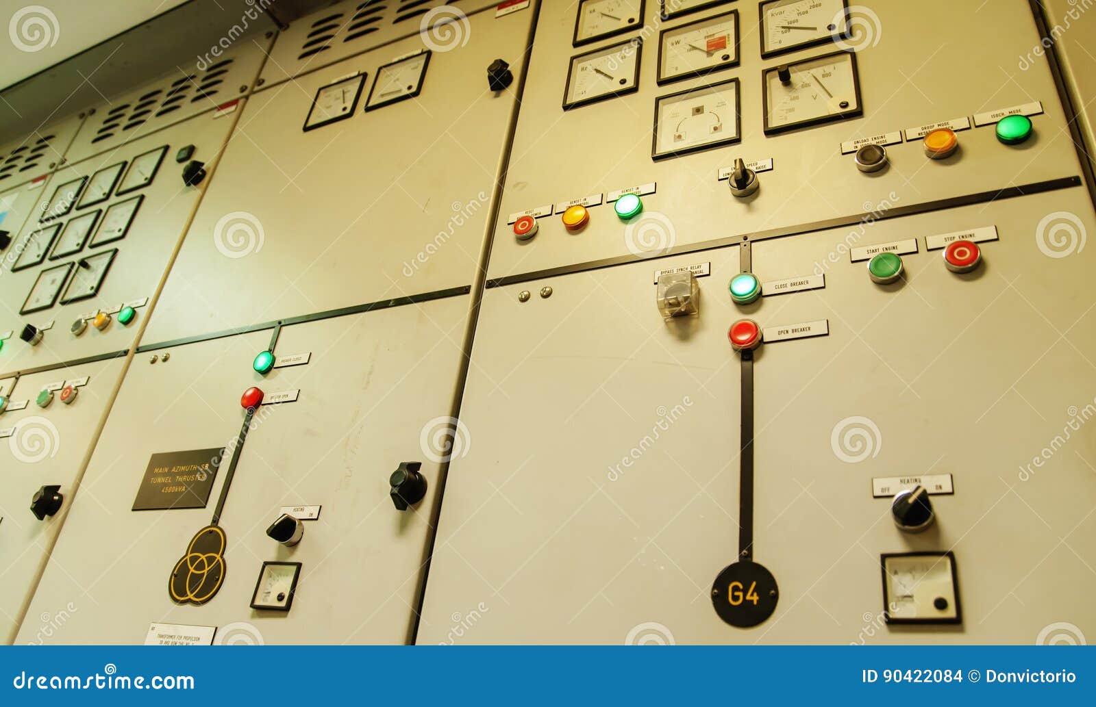 Control Switch Panel of Industrial Equipment with Buttons Aboard Stock ...
