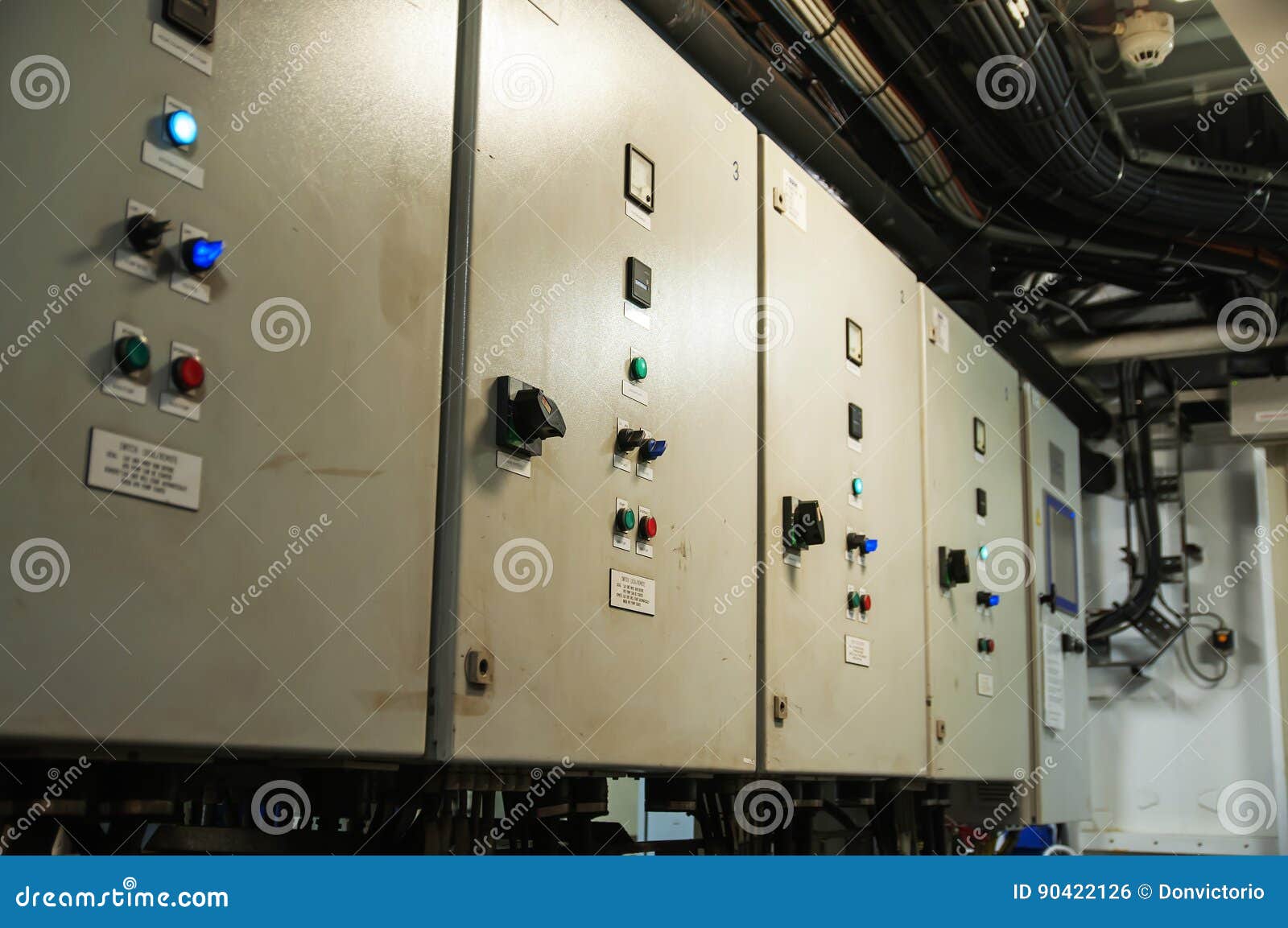 Control Switch Panel of Industrial Equipment with Buttons Aboard Stock ...