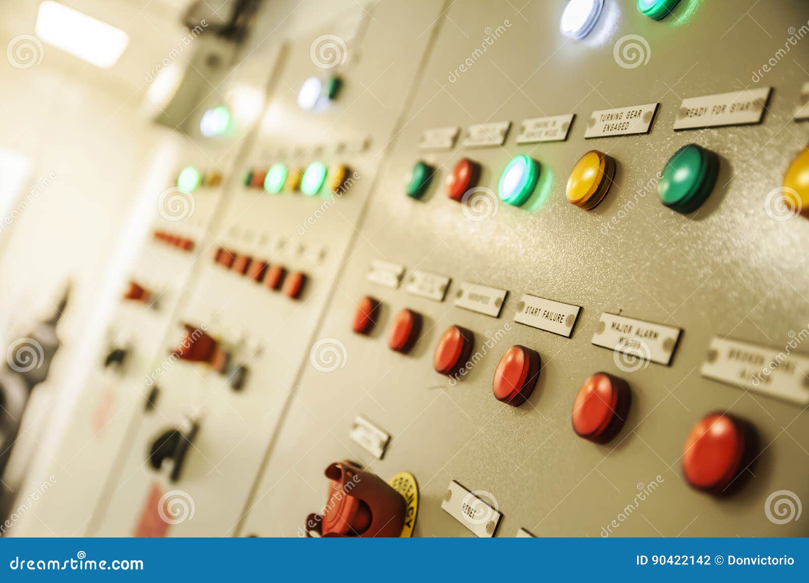 Control Switch Panel of Industrial Equipment with Buttons Aboard Stock ...