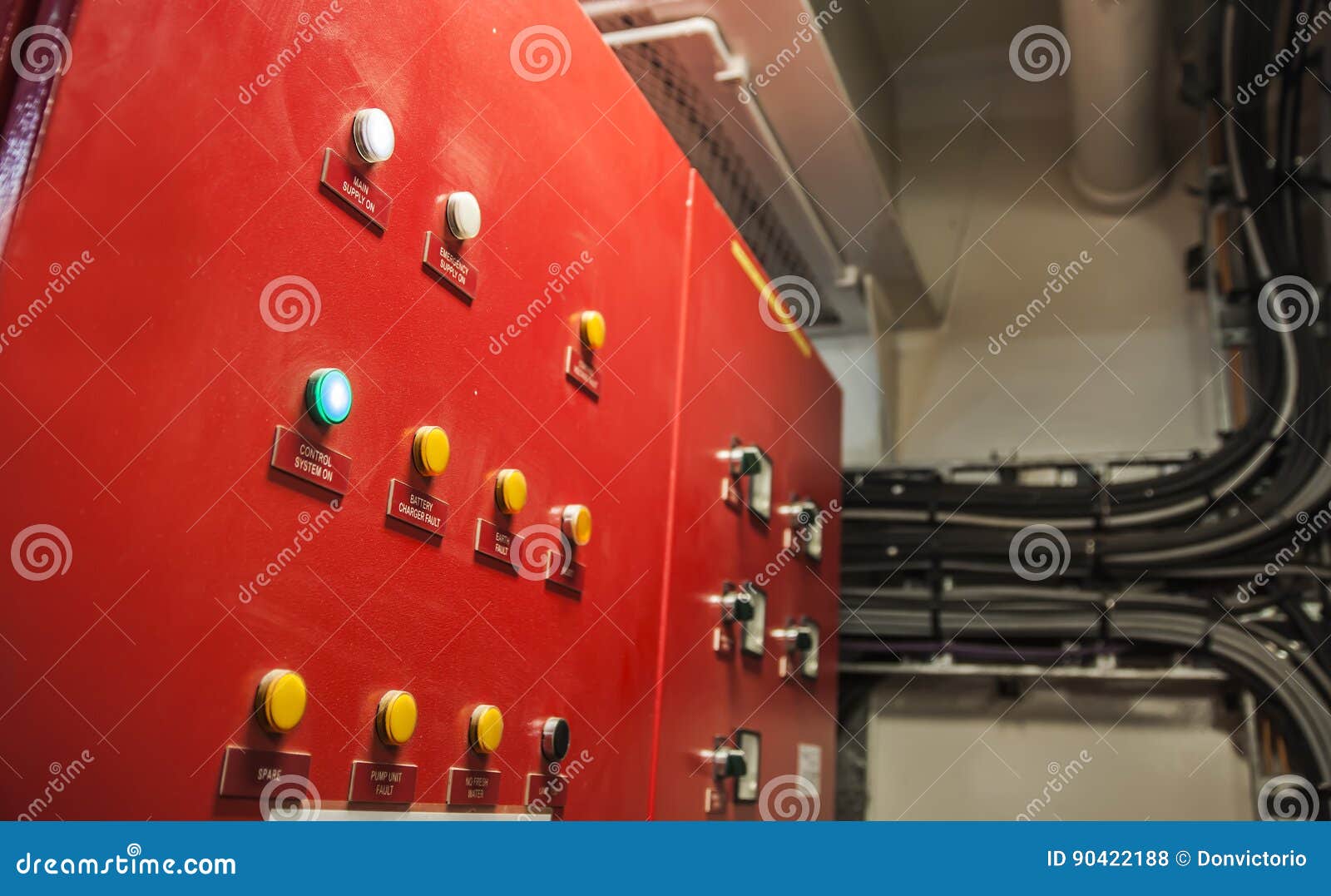 Control Switch Panel of Industrial Equipment with Buttons Aboard Stock ...