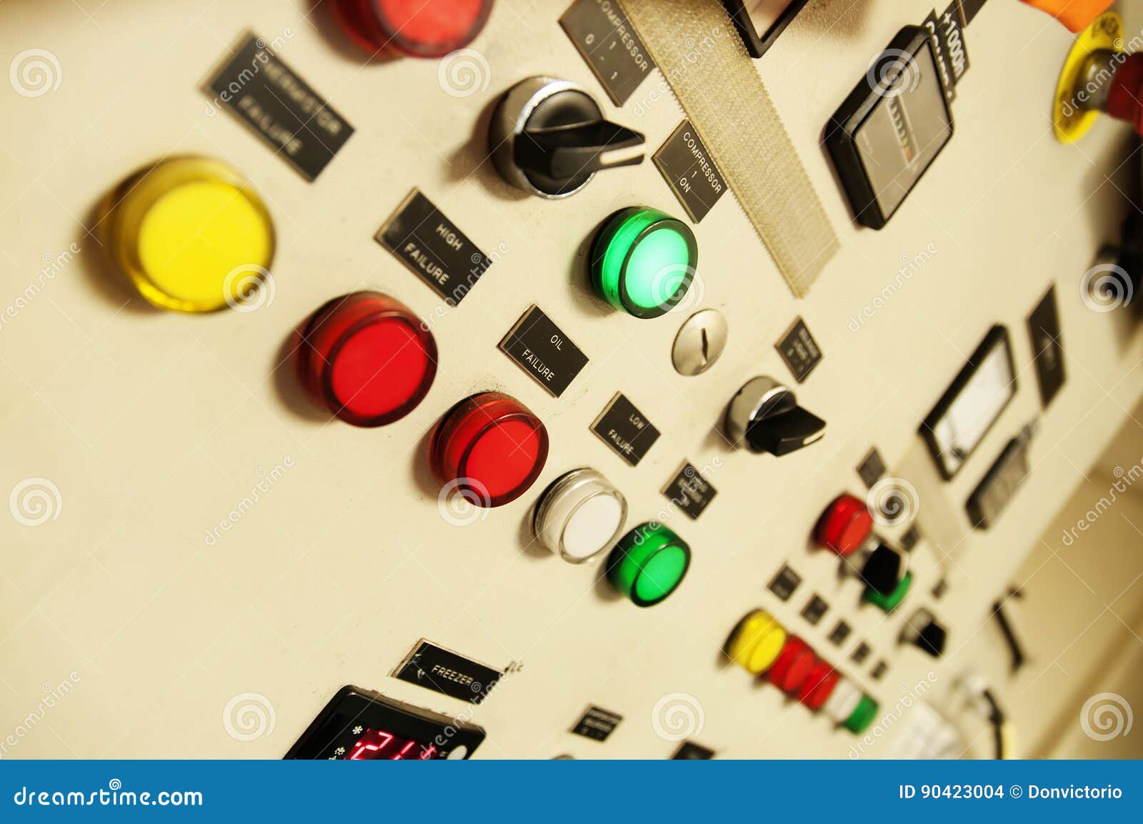 Control Switch Panel of Industrial Equipment with Buttons Aboard Stock ...