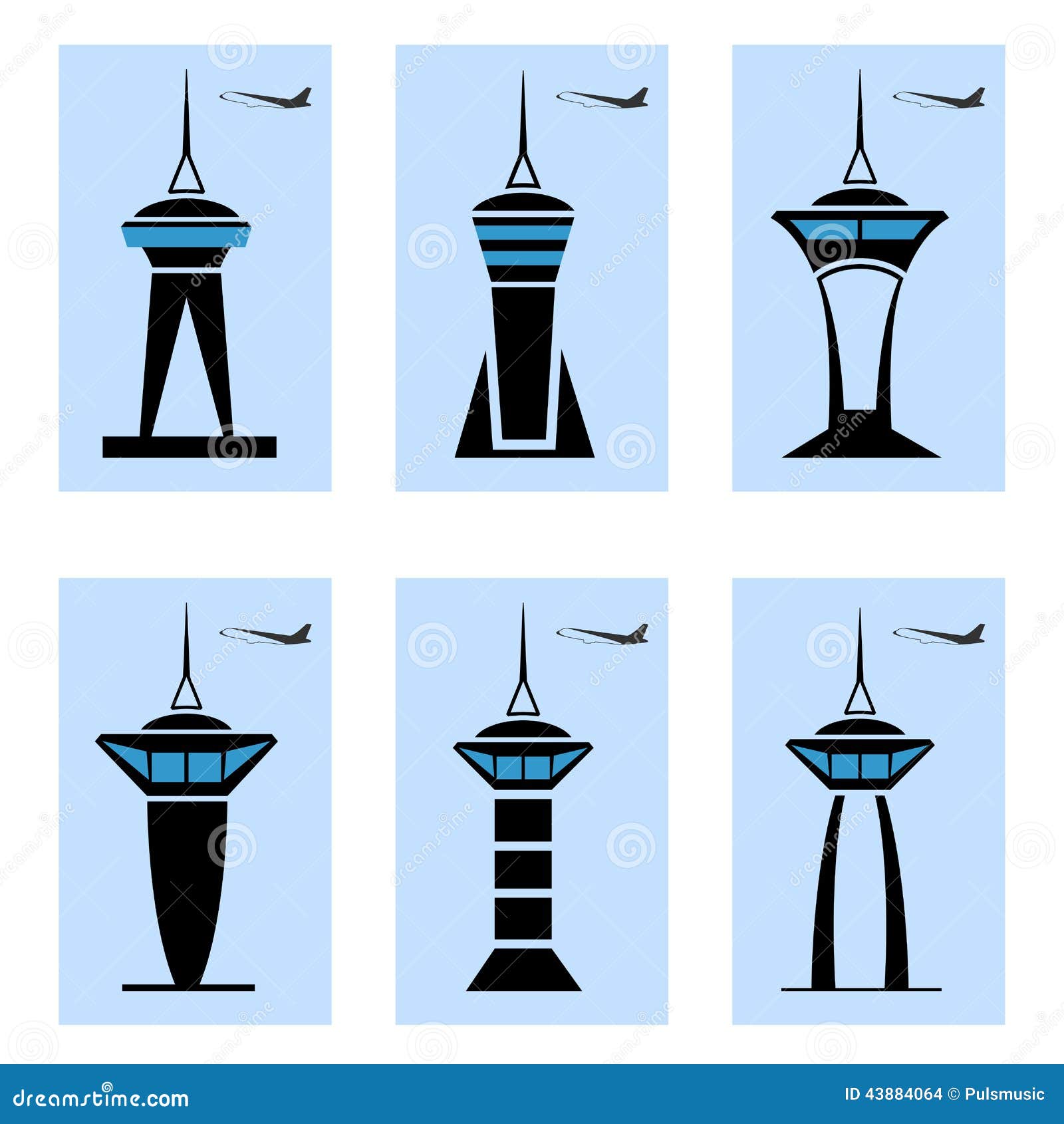 Control tower icons stock vector. Illustration of silhouette - 43884064